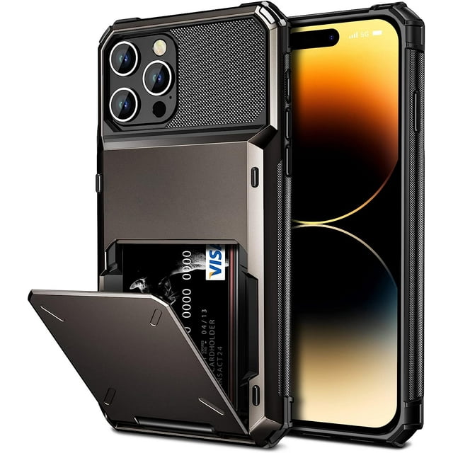 for iPhone 14 Pro Max Case Wallet Cover 4-Card Credit Card Holder ID ...