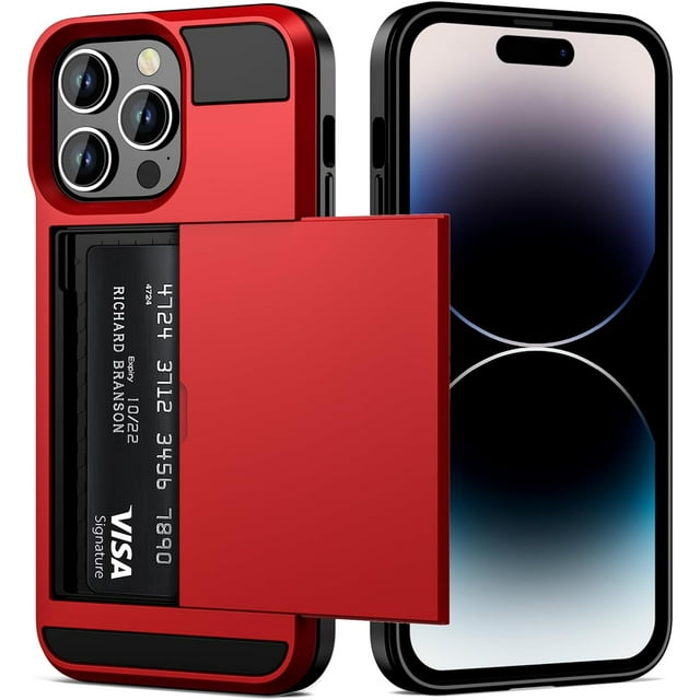 for iPhone 14 Pro Max Case Wallet Credit Card Holder ID Slot Sliding ...