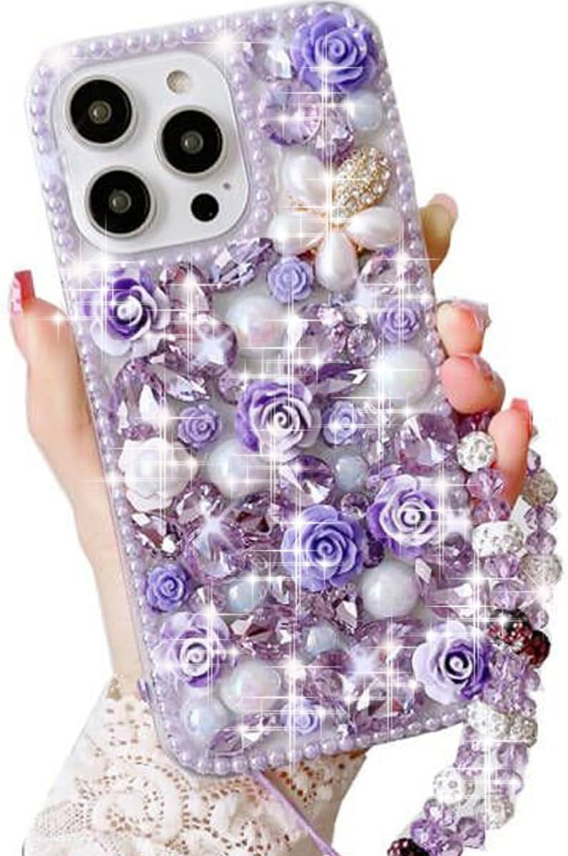 for iPhone 14 Pro Max Glitter Bling Case, Girly Cute Luxury 3D Crystal ...