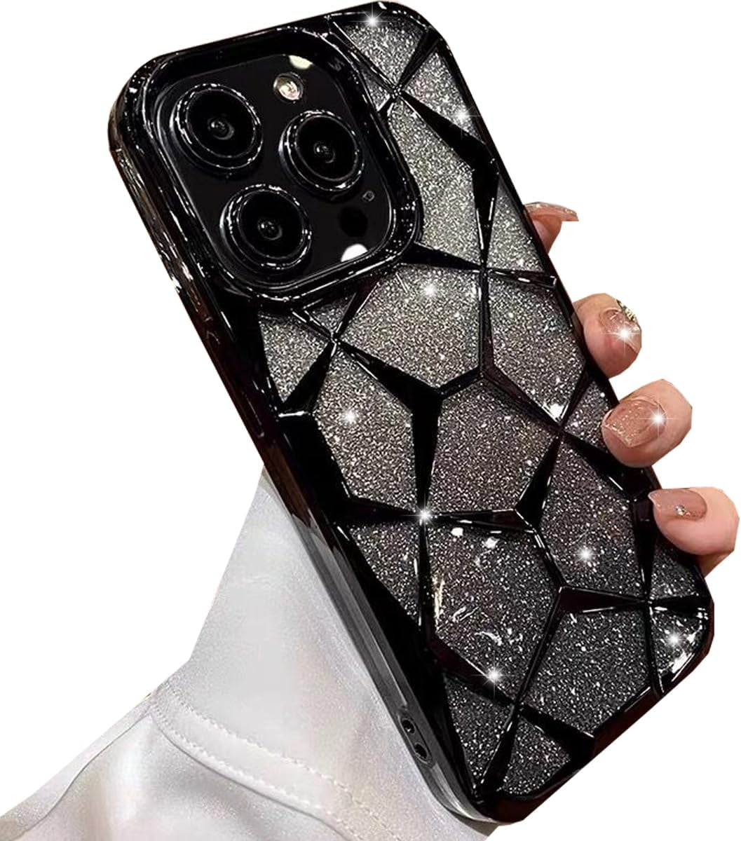 for iPhone 14 Pro Max Gradient Glitter Case, Luxury Plating Cute Bling ...