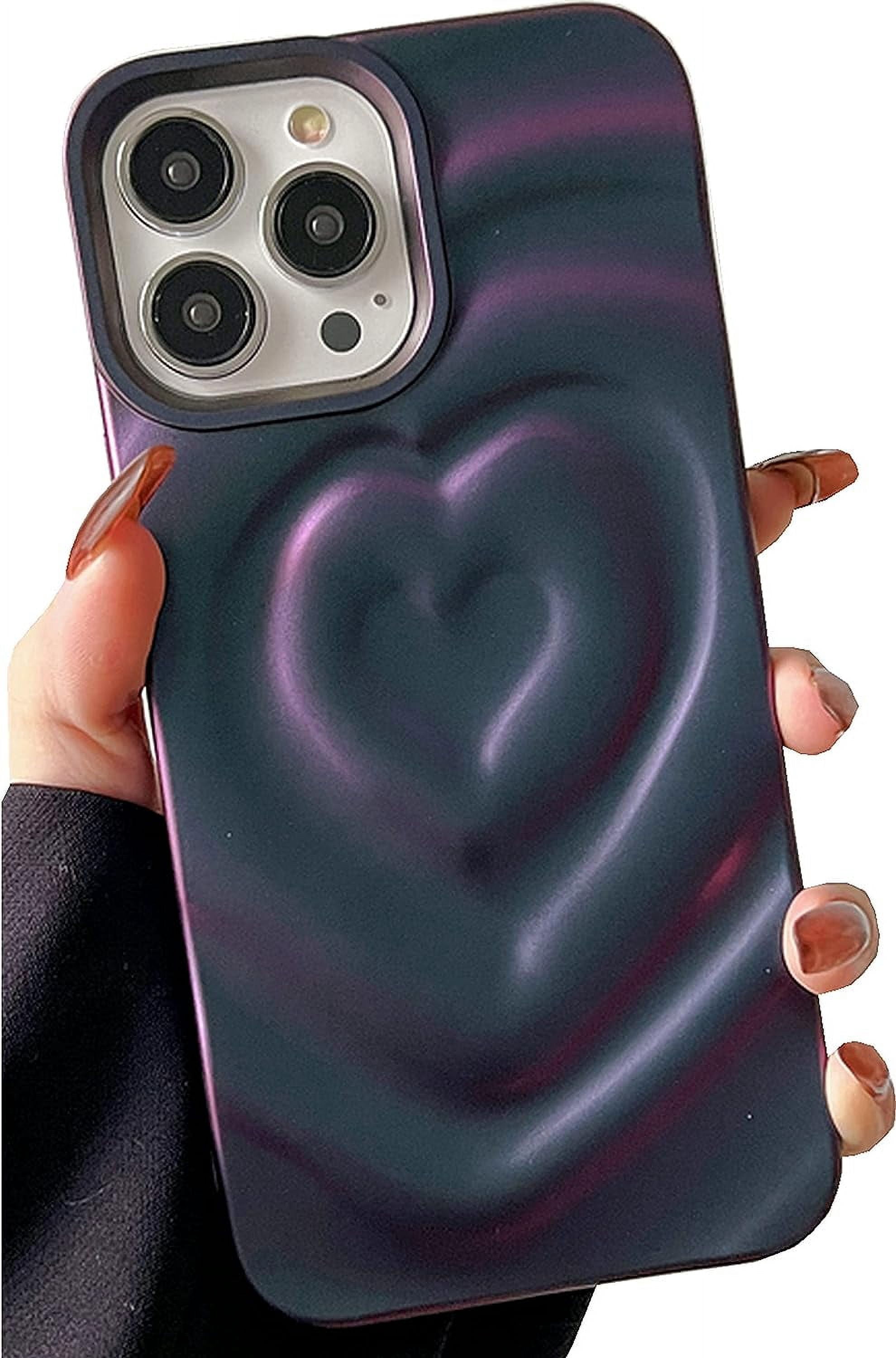 iPhone 14 Pro Max Love Heart Case, Fashion Cute Soft Silicone Purple 3D ...