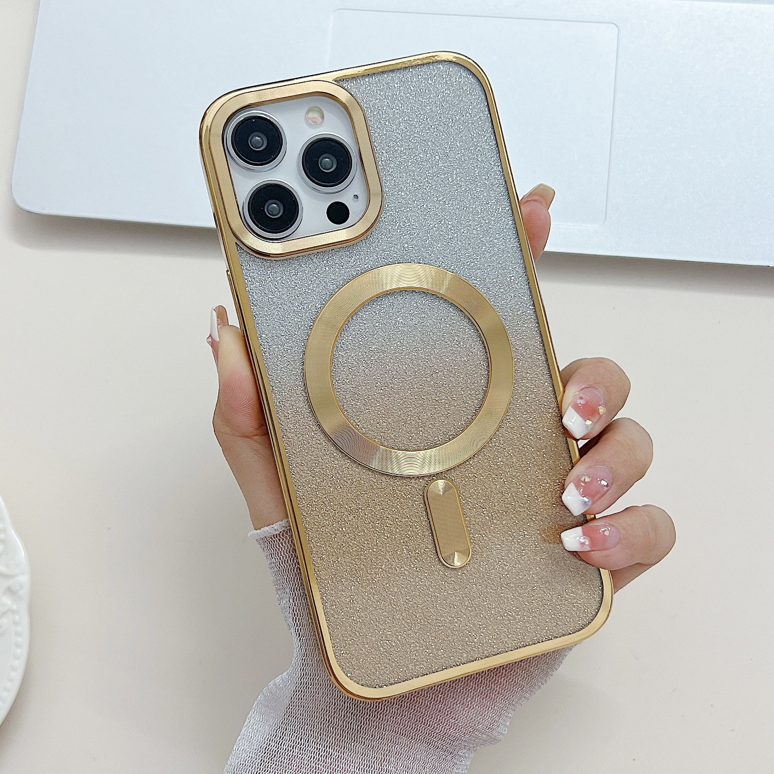 for iPhone 14 Pro Max Magnetic Gradient Sparkle Case, Luxury Plating ...