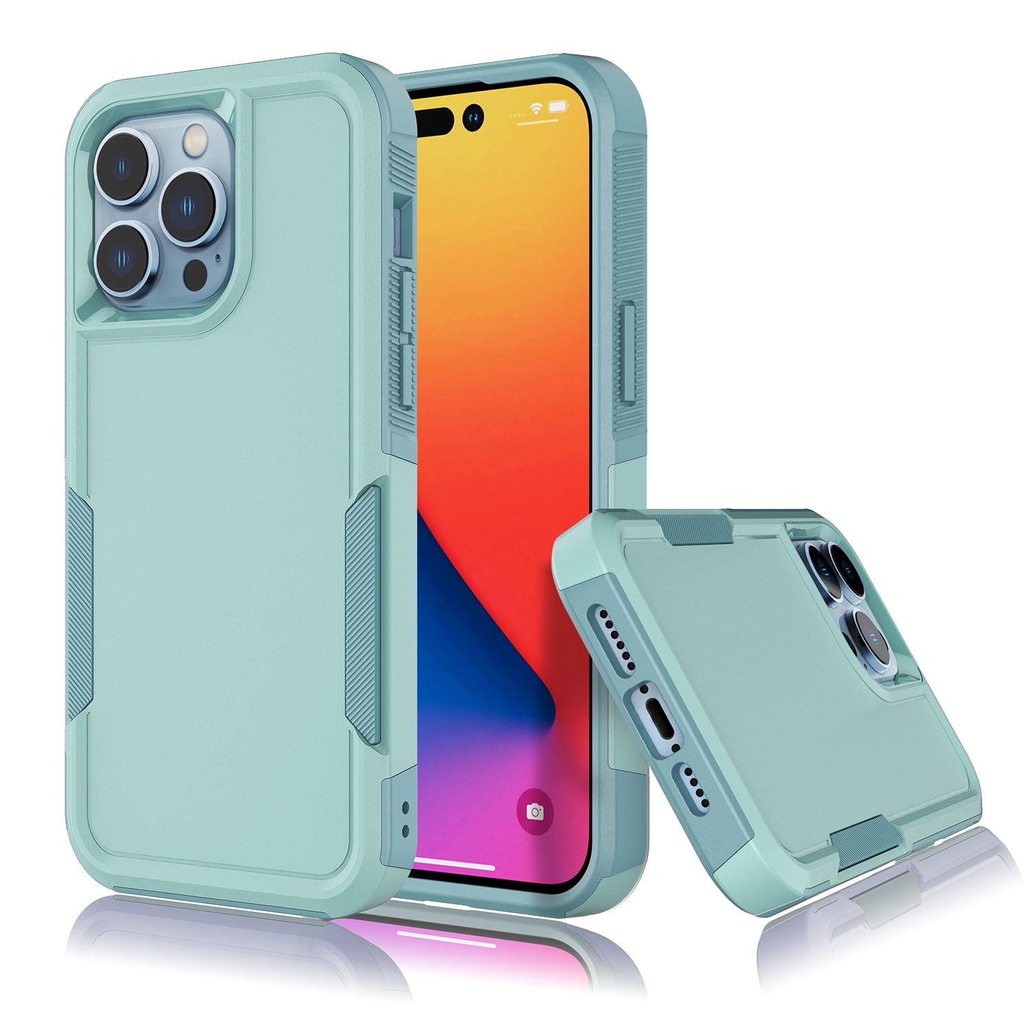 EBIZCITY 2-in-1 Armor Case for iPhone 14 Series, Heavy Duty Shockproof ...