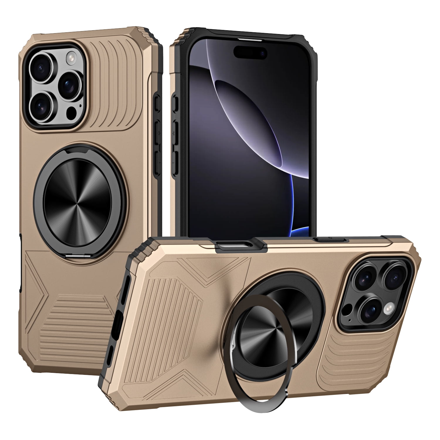 for iPhone 14 Pro Max Rugged Case with Stand, Secure Ring Holder ...