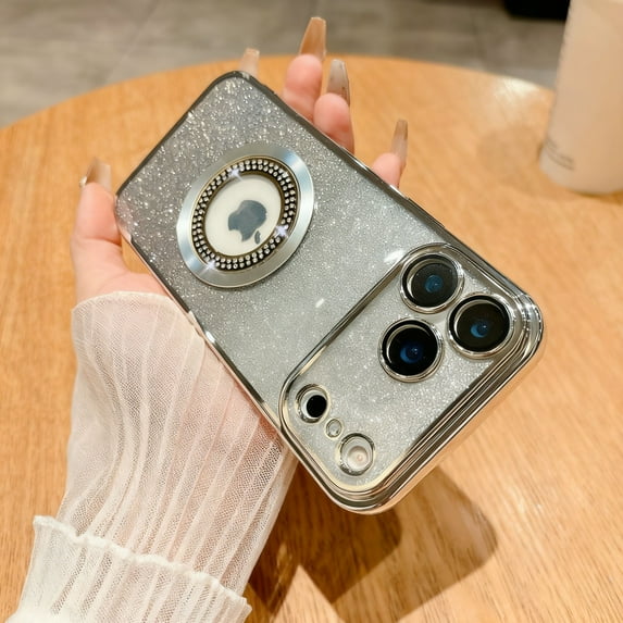 For iPhone 14 Pro Phone Case,Built-in Lens Protector,Gradient Glitter ...