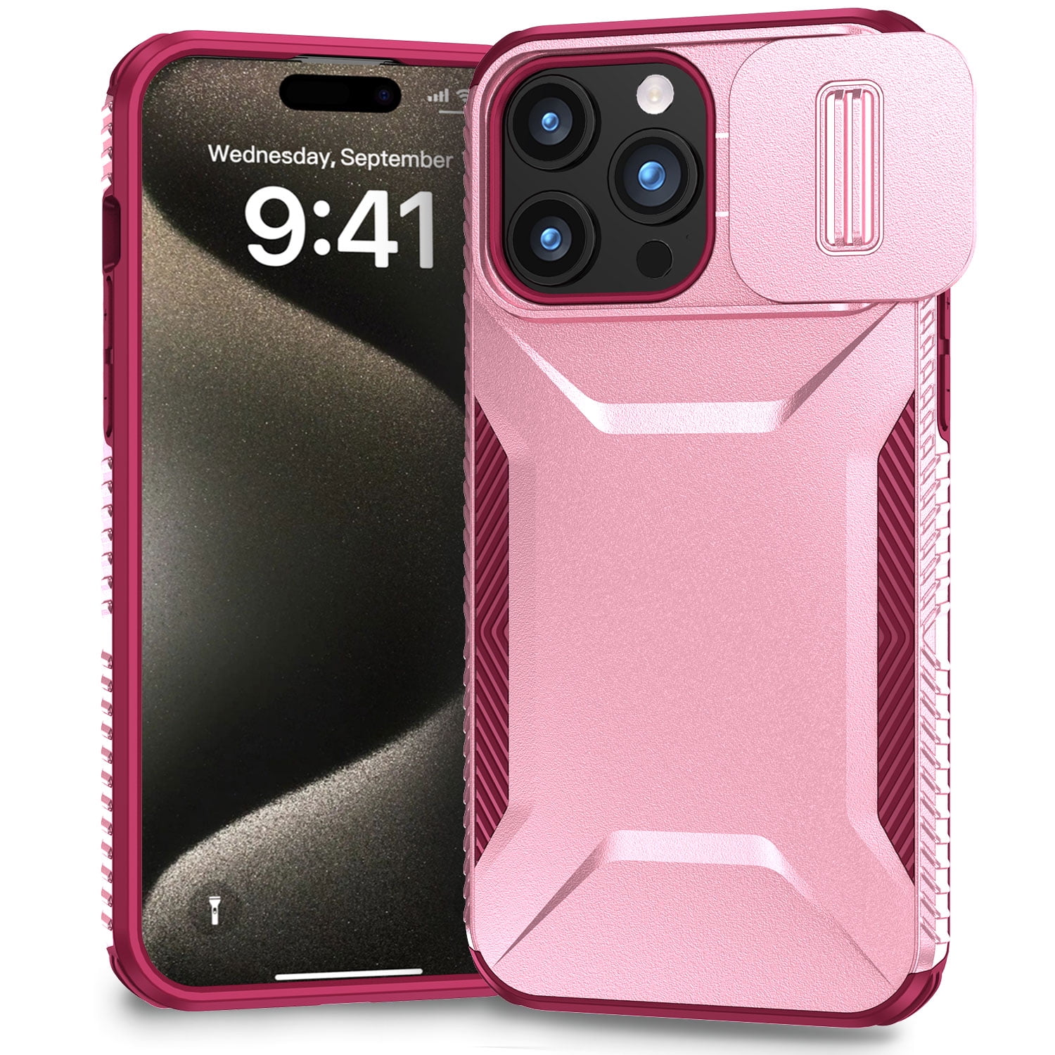 for iPhone 14 Pro Rugged Case with Camera Lens Sliding Cover, Heavy ...