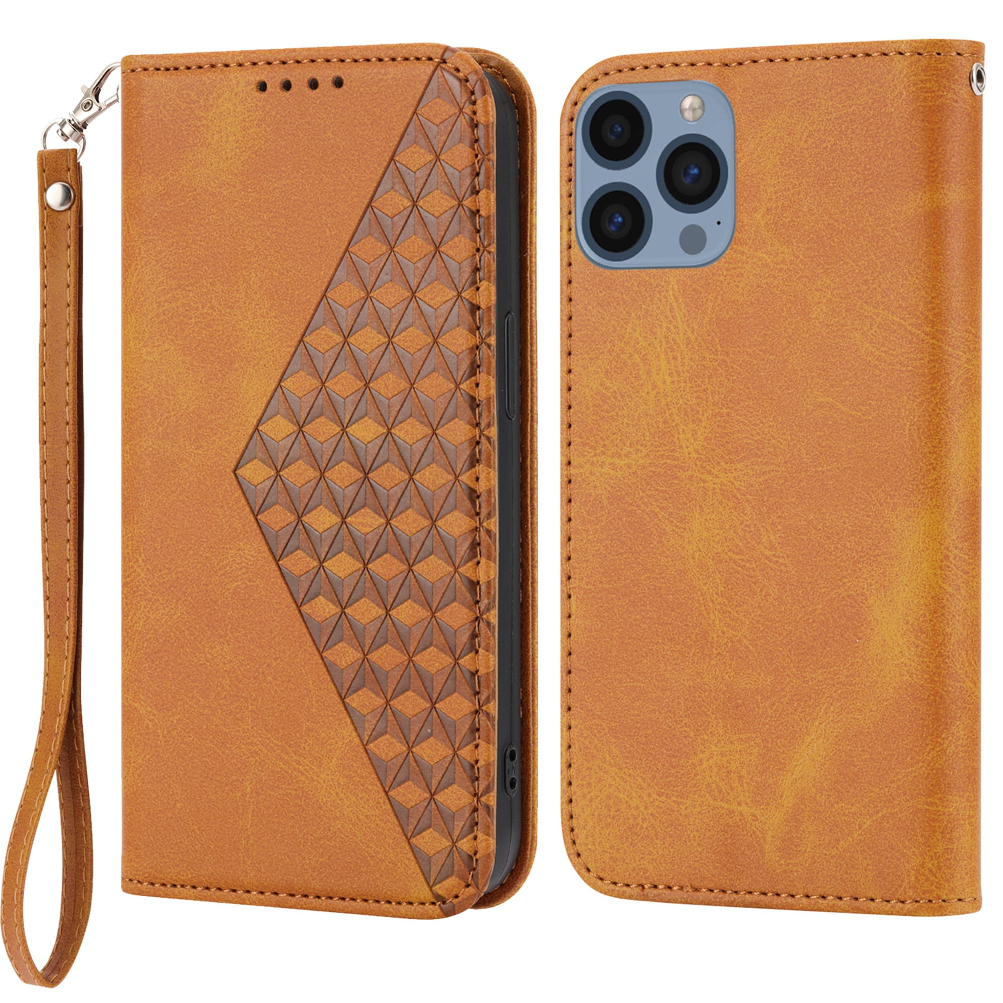 iPhone 14 Pro Wallet Case, Shockproof Lanyard Strap Magnetic PU Leather ...