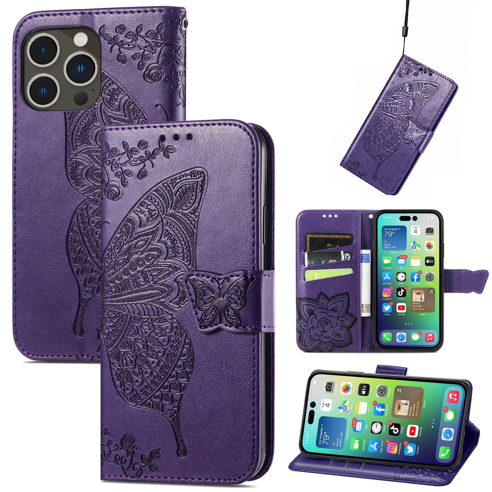 iPhone 14 Pro Wallet Case,TECH CIRCLE Folio Flip Case Magnetic Closure ...