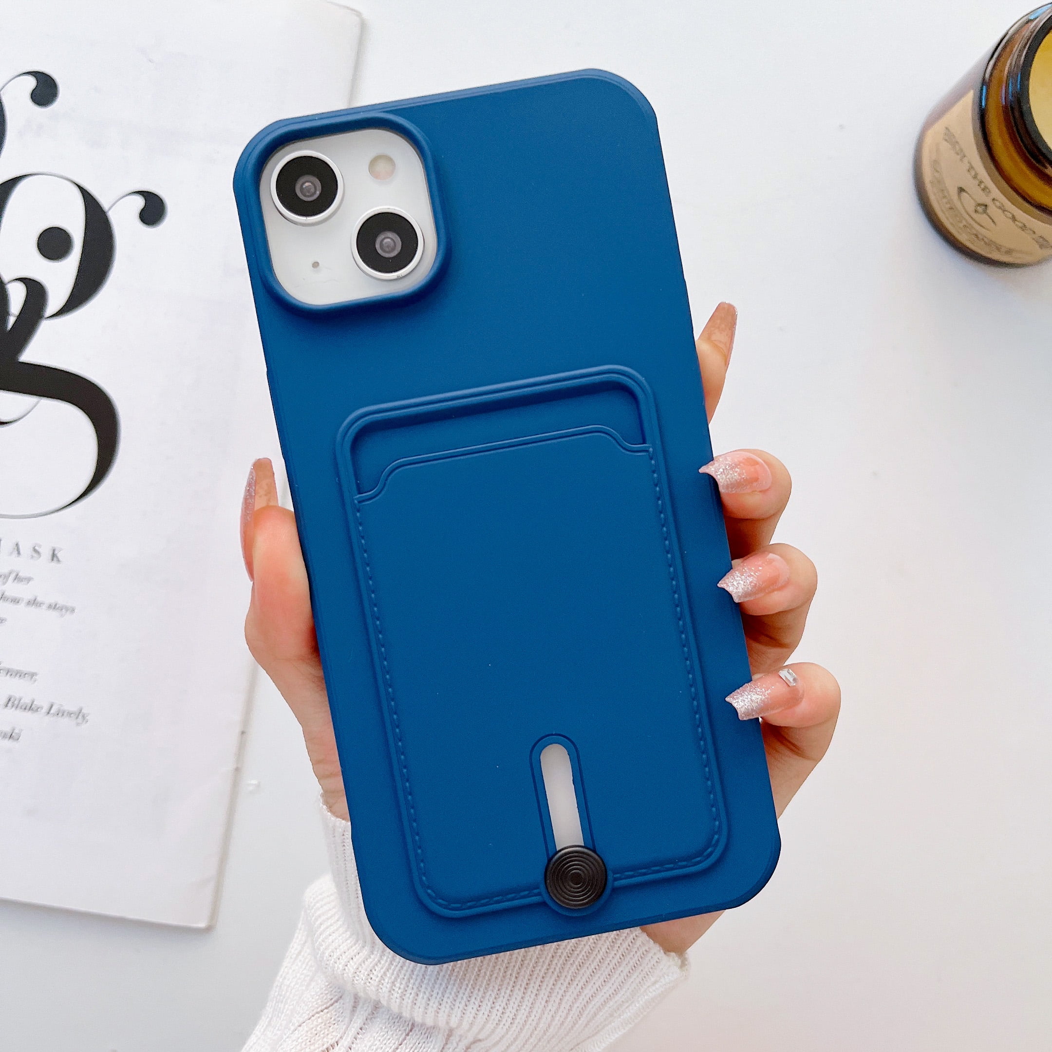 for iPhone 15 Case with Card Holder Cover Microfiber Inner Lining ...