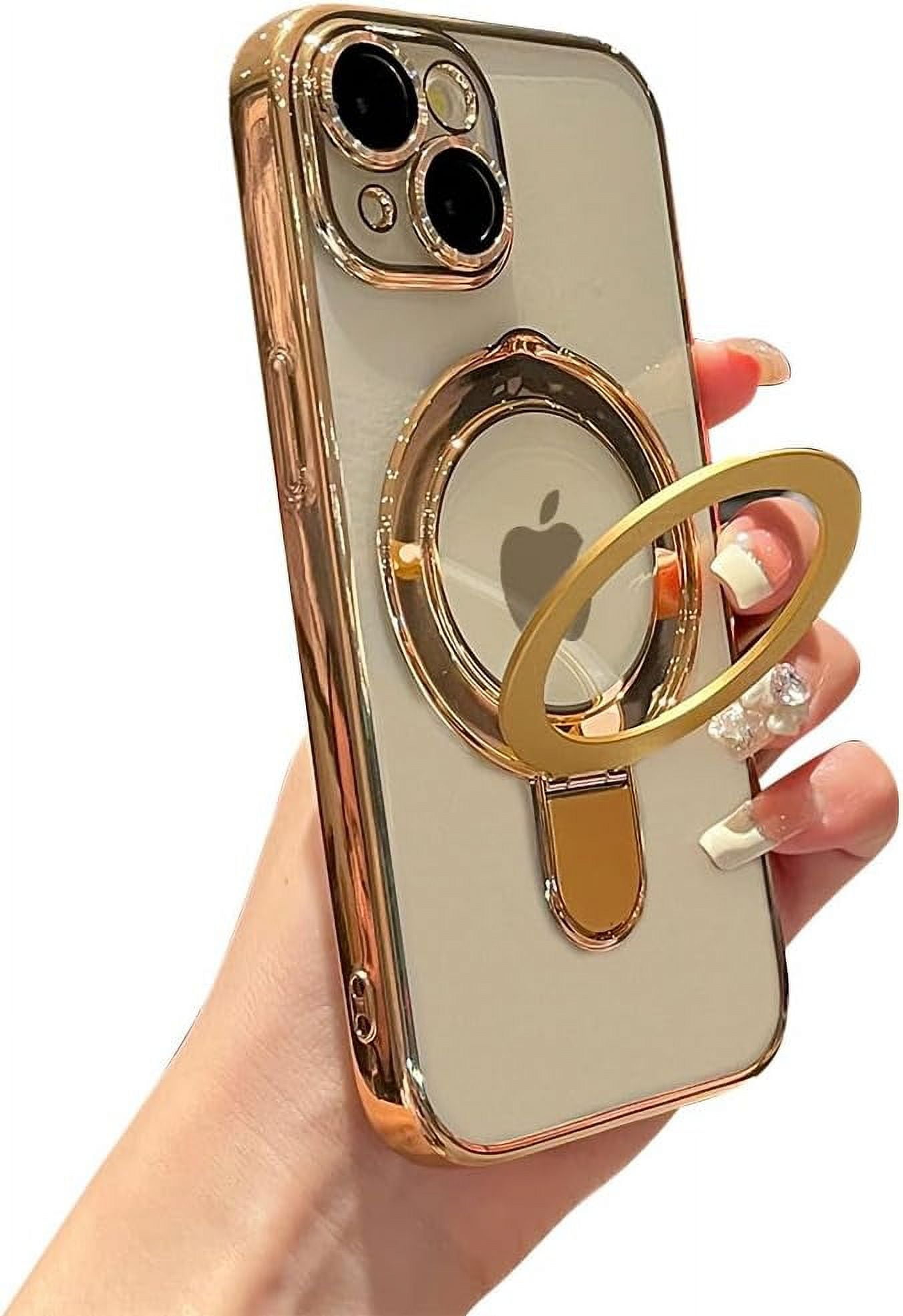 for iPhone 15 Case Clear Magnetic Build-in Stand with Camera Lens ...