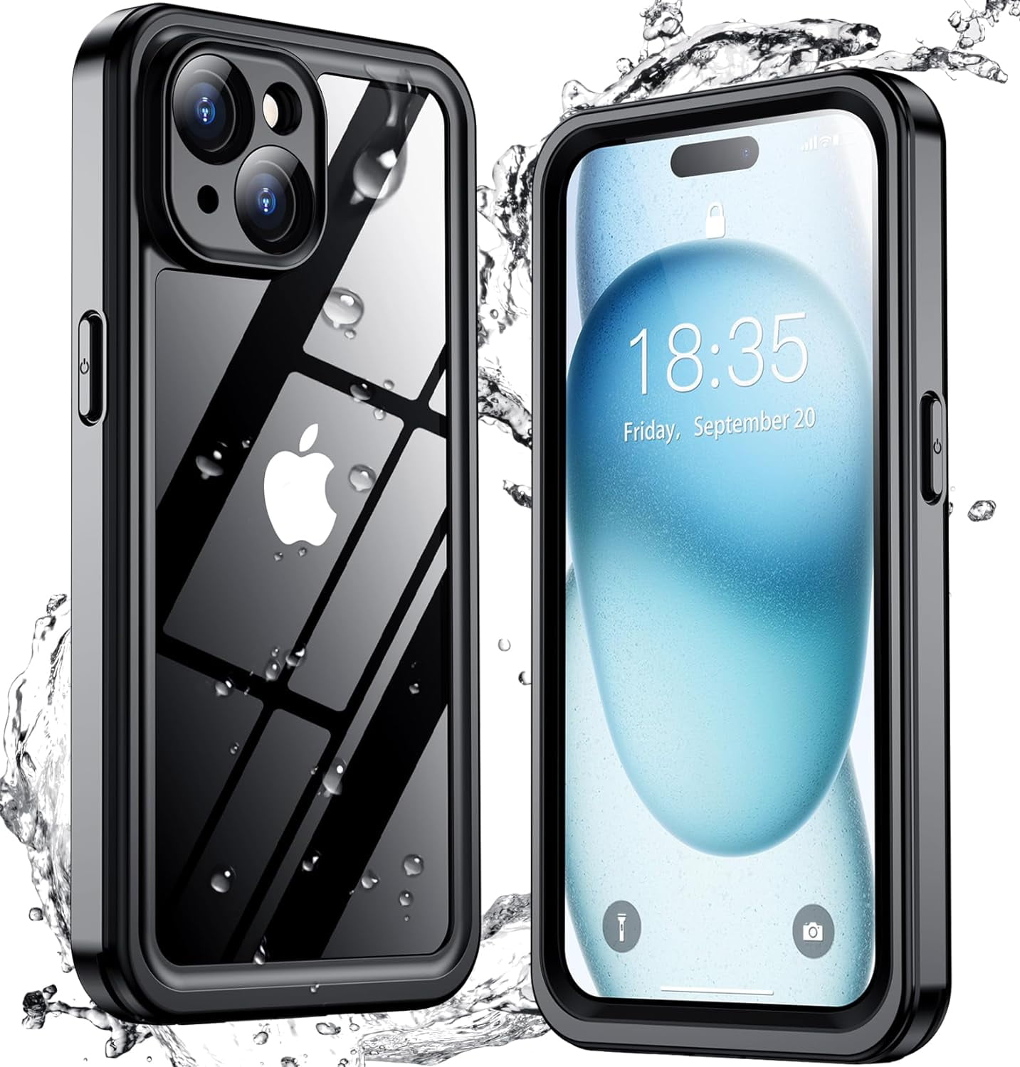 for iPhone 15 Case Waterproof,Built-in Screen Protector & [Tempered ...