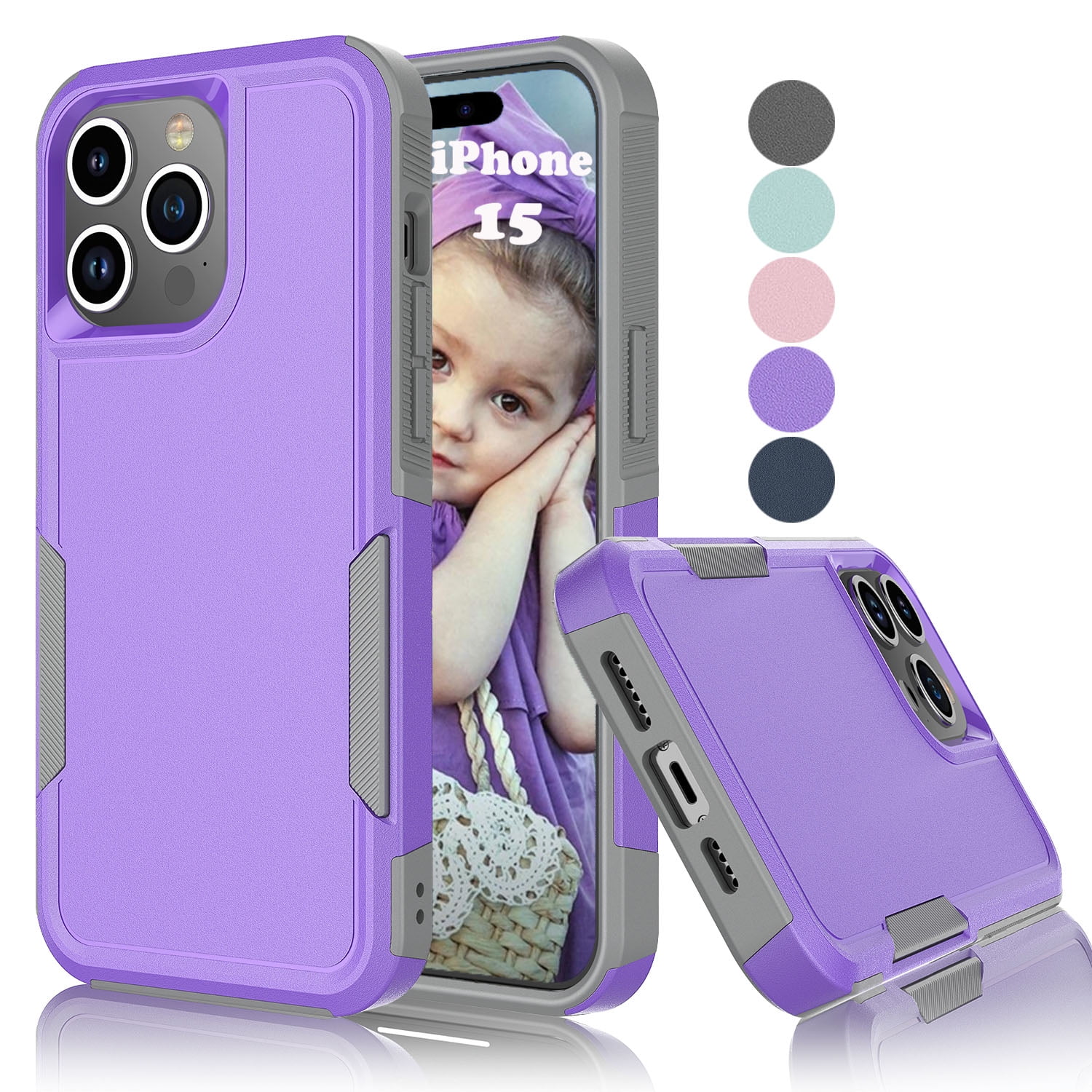 iPhone 15 Cases ,Sturdy Phone Case for Apple iPhone 15 6.1", Tekcoo ...