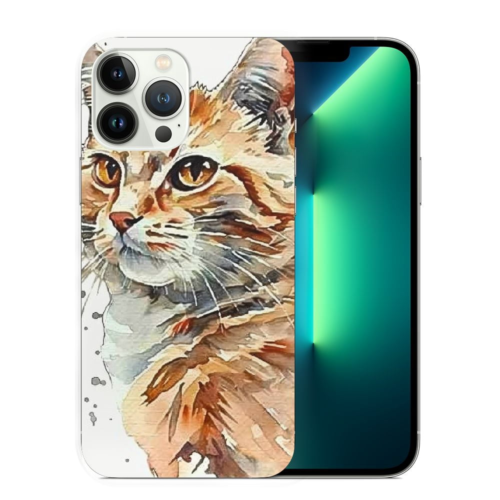 iPhone 15 Cat Watercolor Graphic Case - Walmart.com