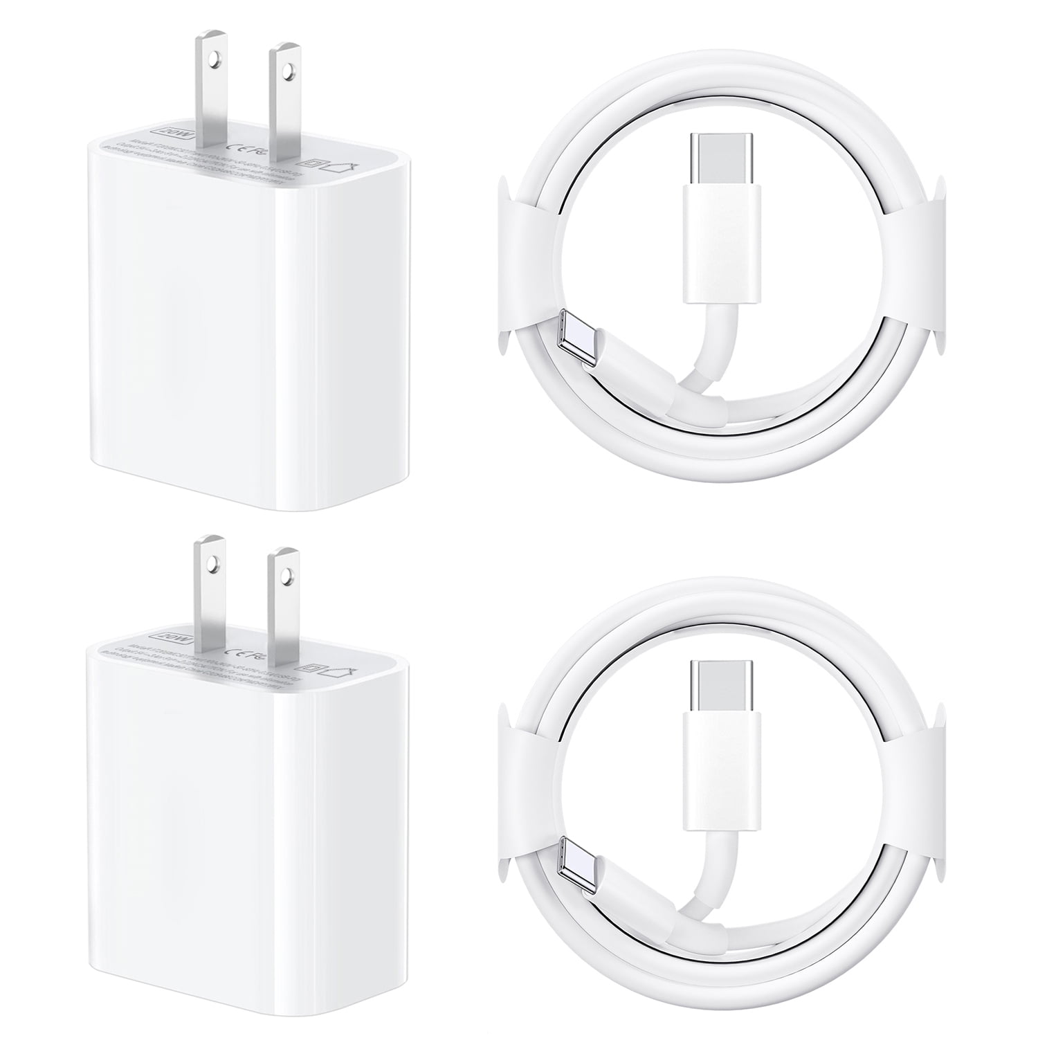 BUSATIA 30W PD USB C Wall Charger for iPhone 15, 2-Pack 6.6FT Combo ...