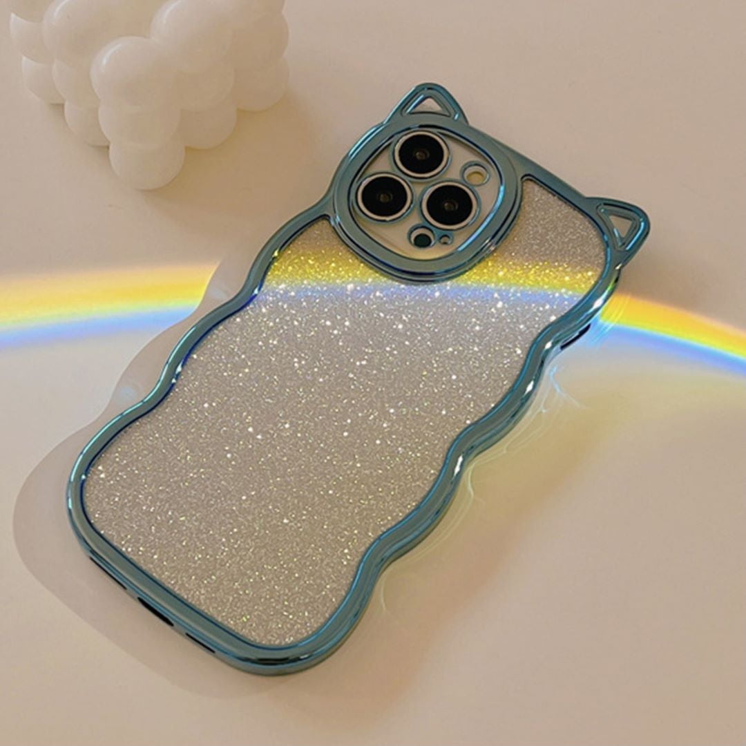 iPhone 15 Cute Glitter Case, Kawaii Curly Wave Bumper Plating ...