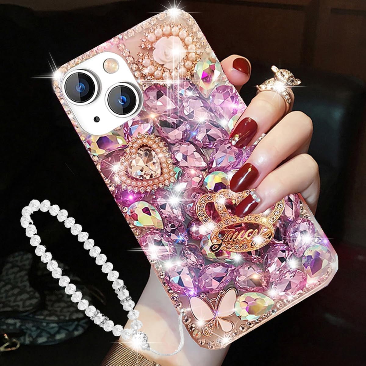 for iPhone 15 Glitter Bling Case,Cute Luxury 3D Crown Crystal ...