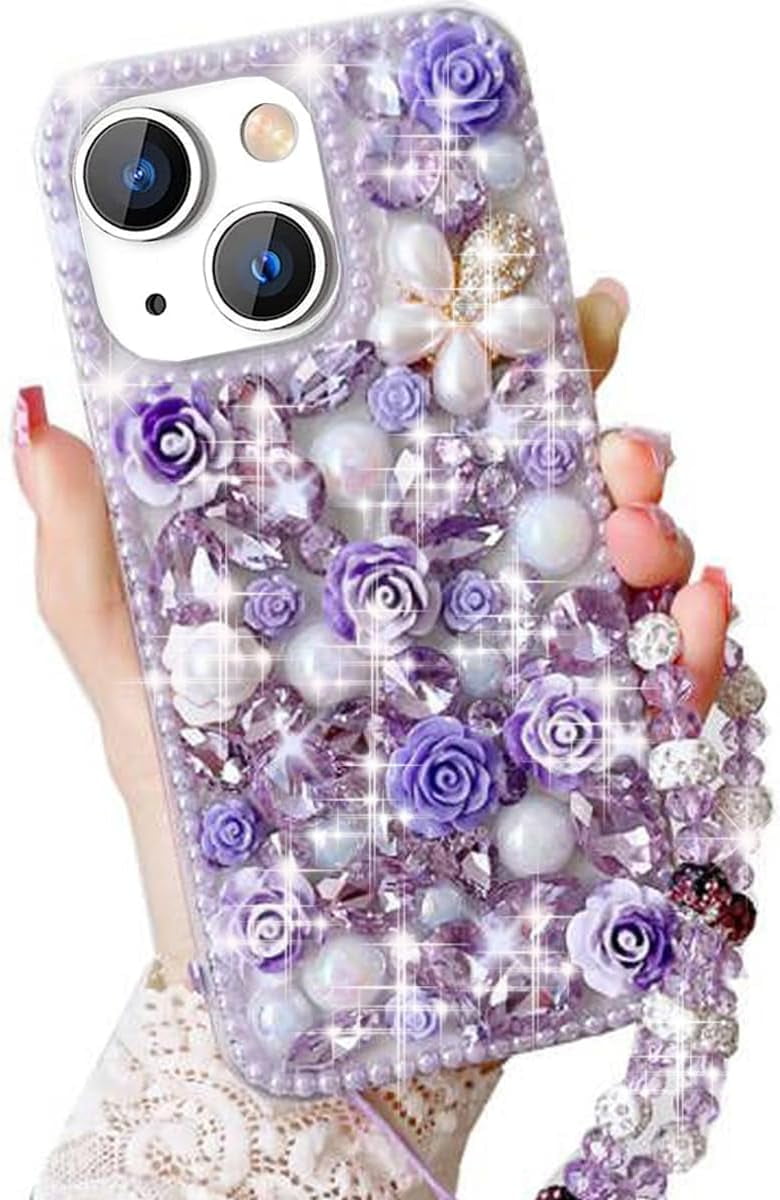 for iPhone 15 Glitter Bling Case, Cute Luxury 3D Crystal Rhinestone ...