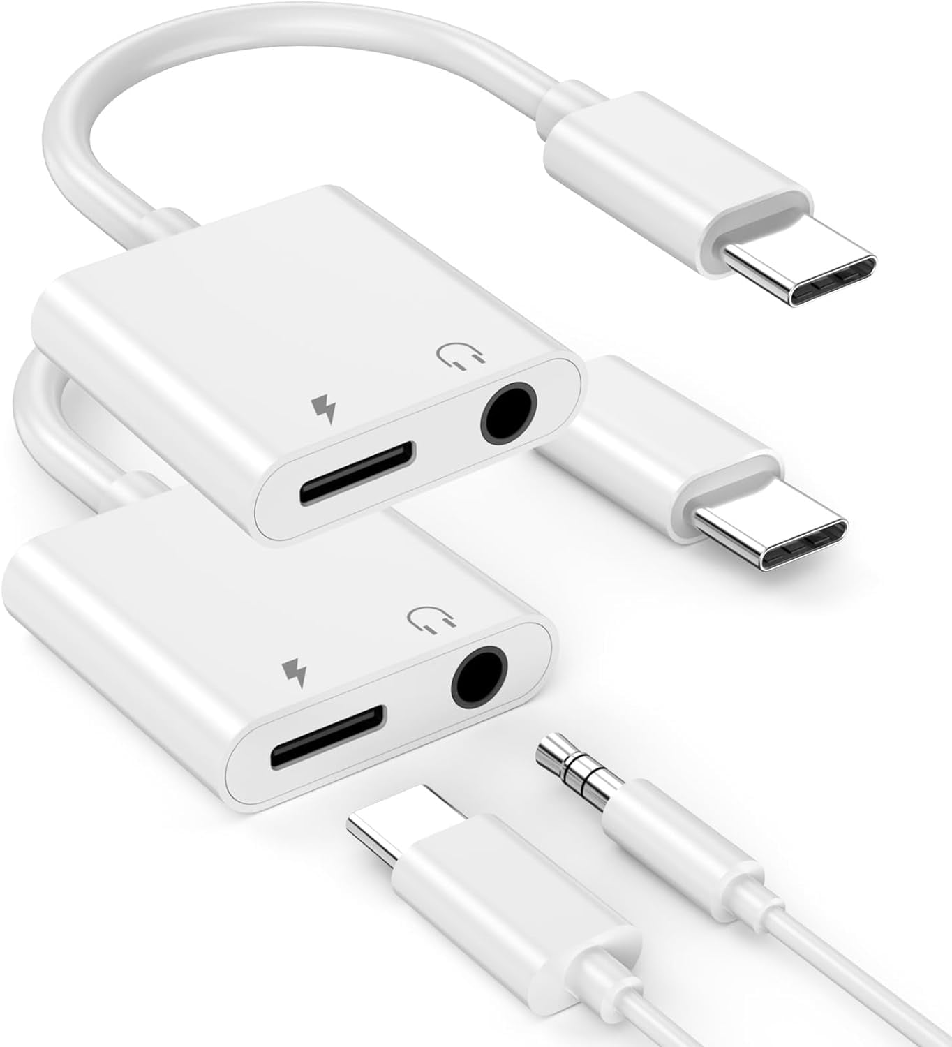 iPhone 15 Headphone Adapter,[Apple MFi Certified] 2 in 1 USB C to 3.5mm Headphone + Charger ...