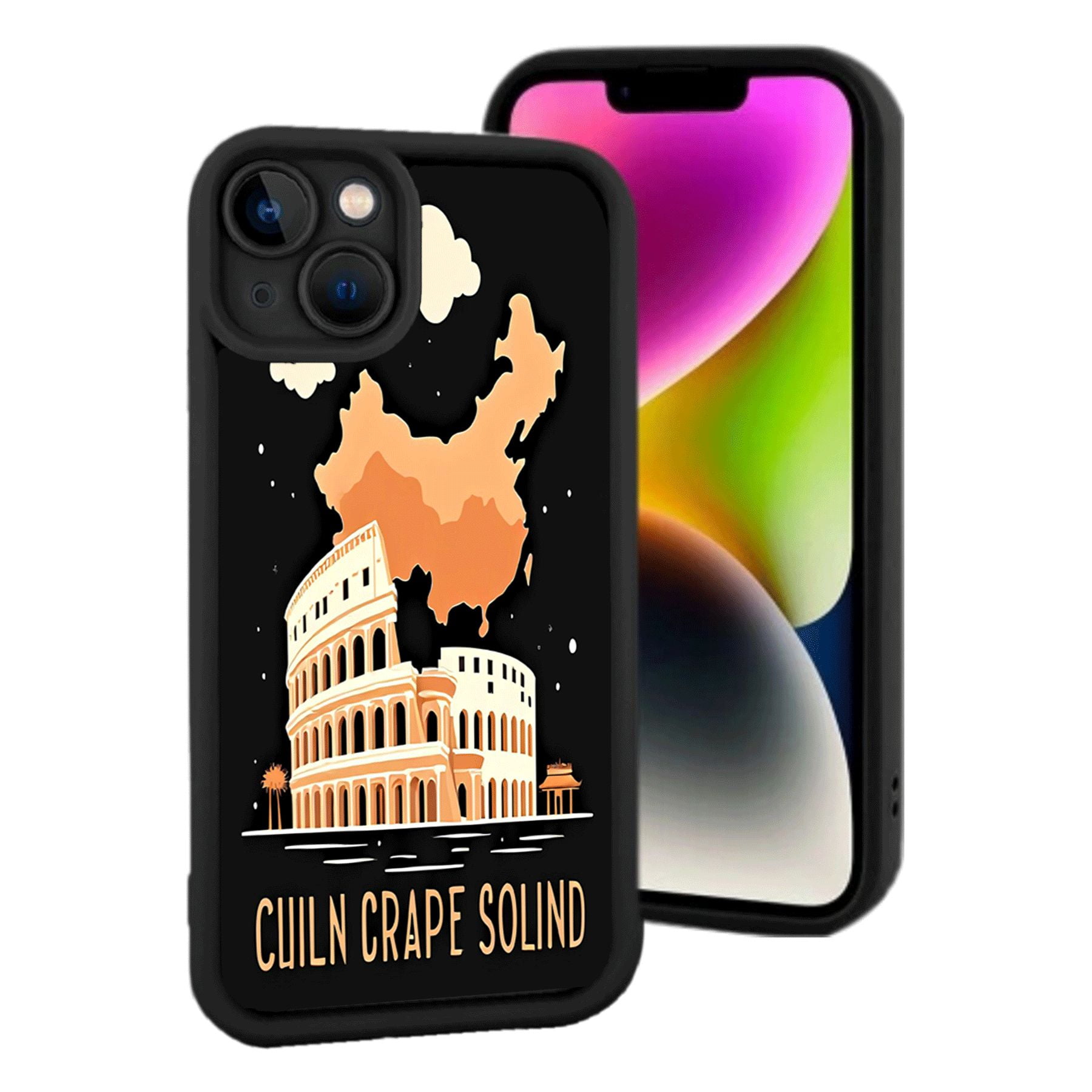iPhone 15 Lightweight Case - Black with Colosseum Illustration & China ...
