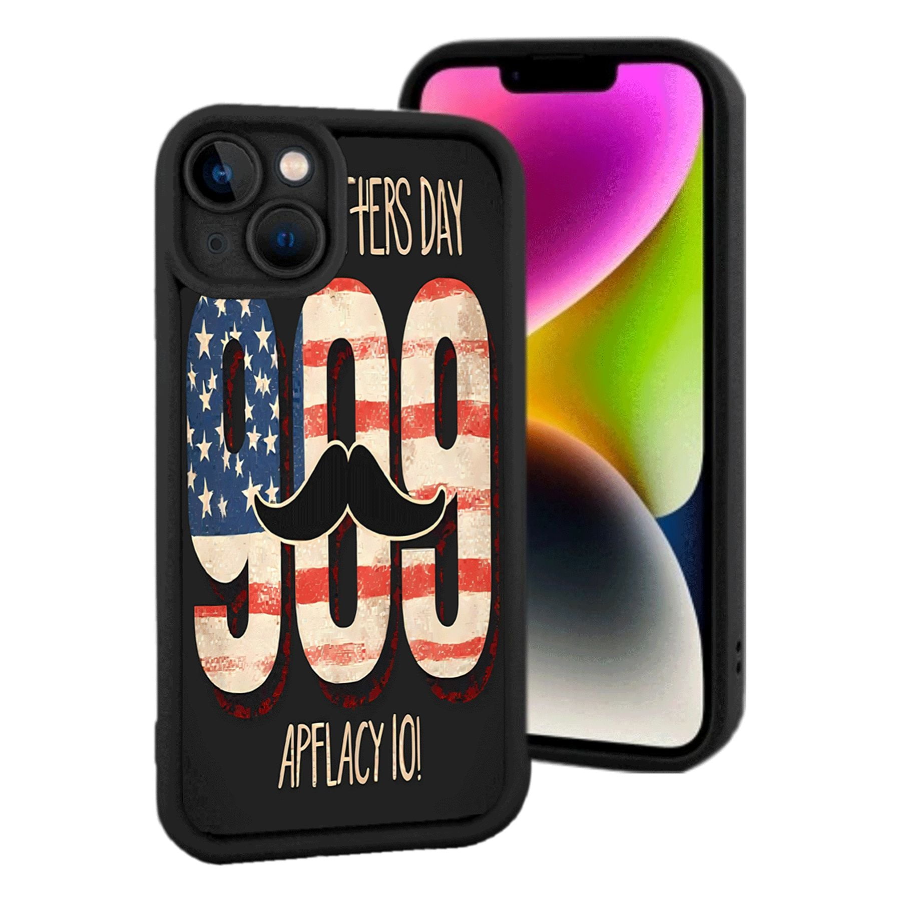 iPhone 15 Lightweight Case - Bold ' 909 ' with American Flag ' HERS DAY ...