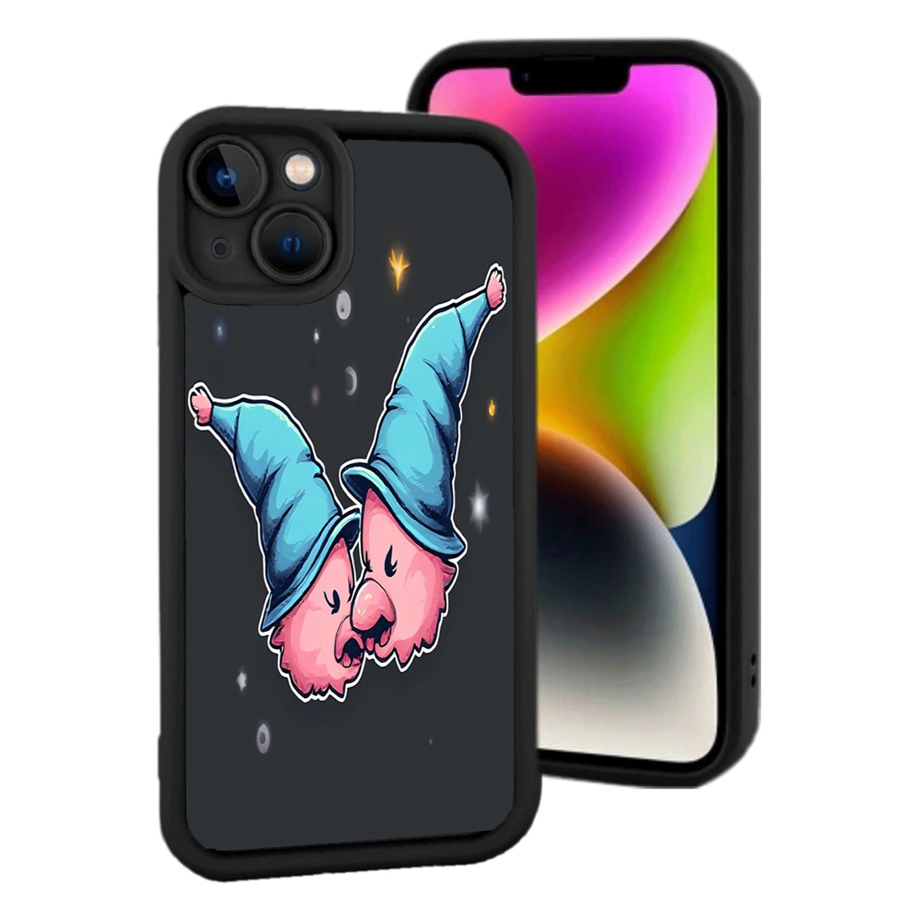 iPhone 15 Lightweight Case - Colorful Cartoon Characters with Blue Hats ...