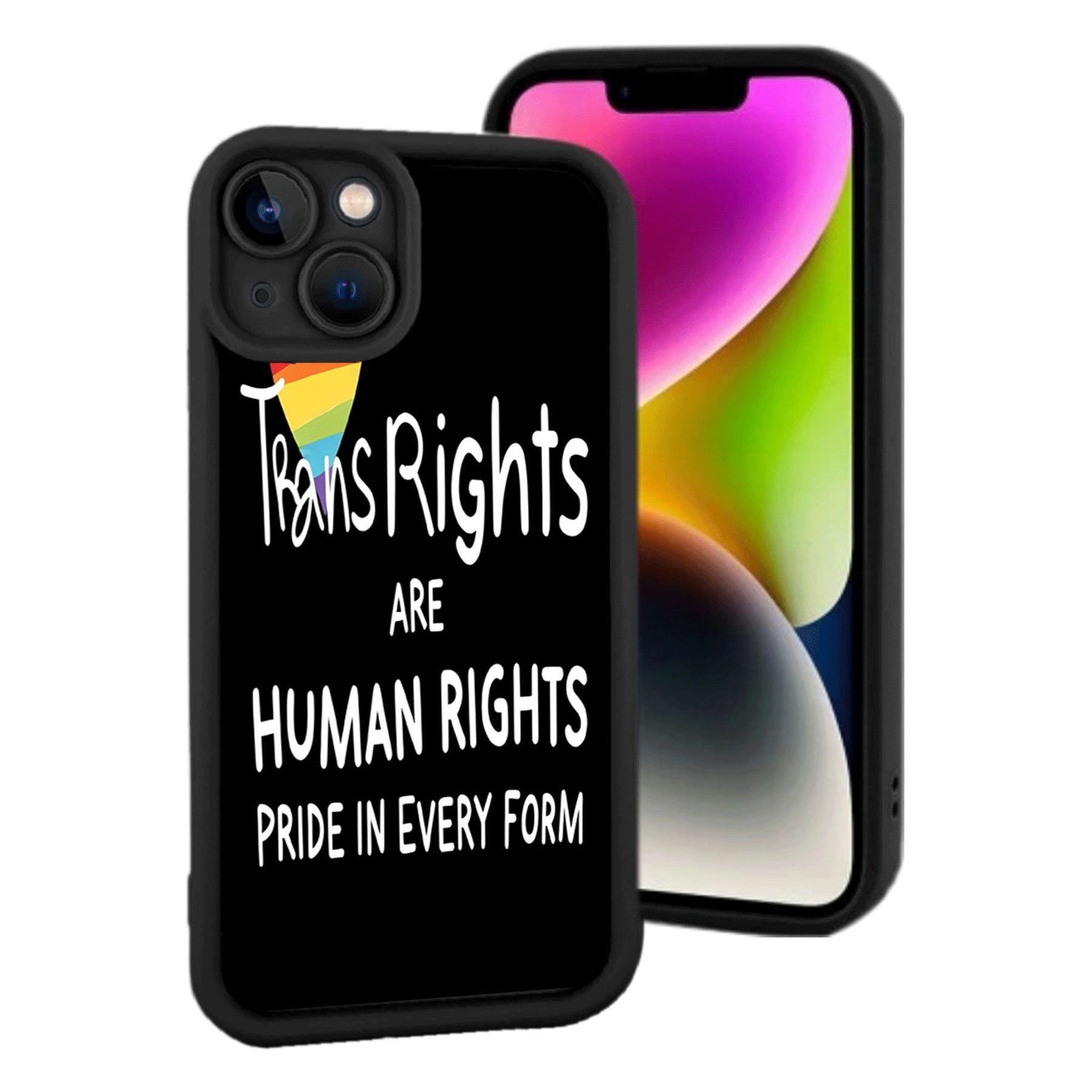 iPhone 15 Lightweight Case - Colorful Rainbow & Bold Text " Trans ...
