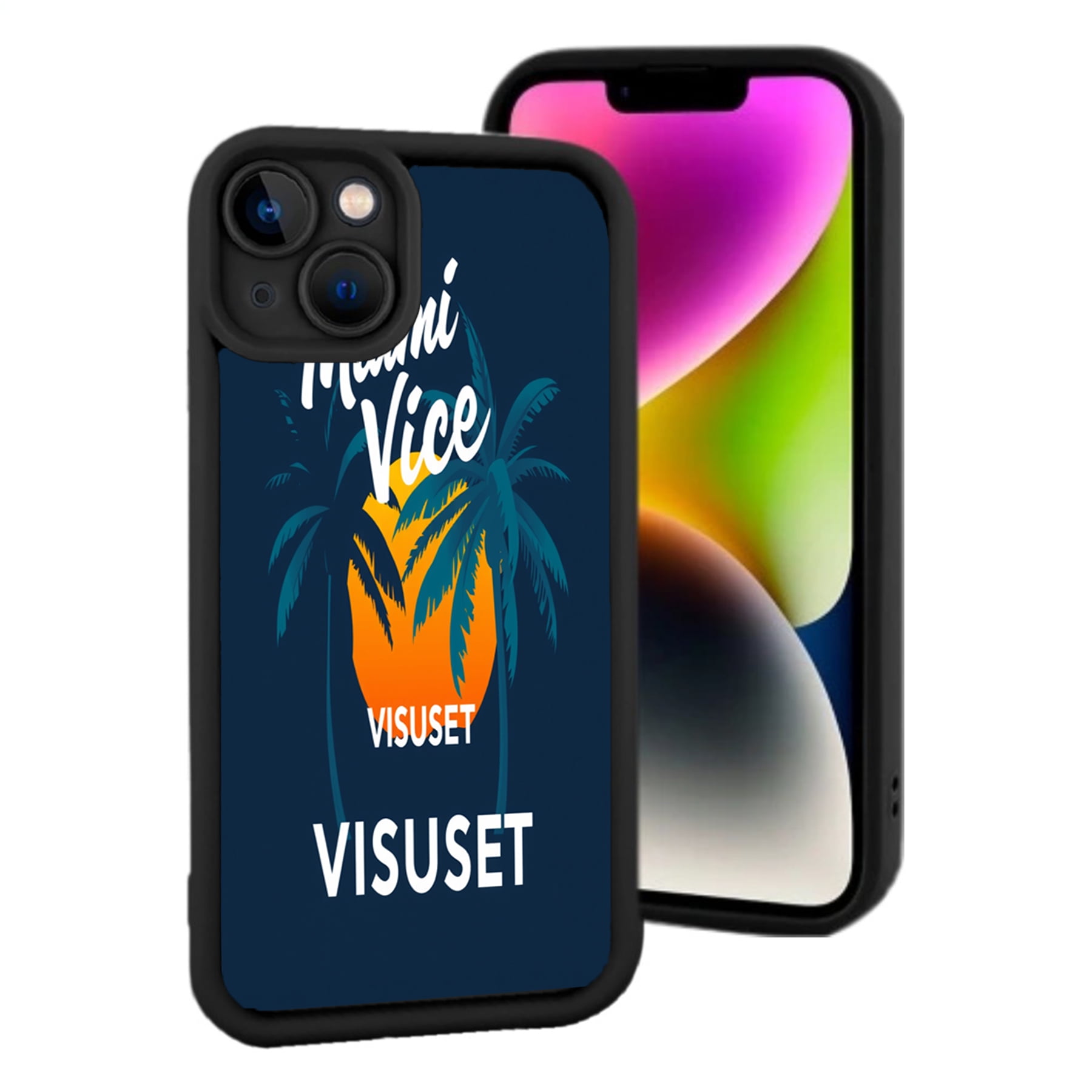 iPhone 15 Lightweight Case - Miami Vice Design with Silhouetted Palm ...