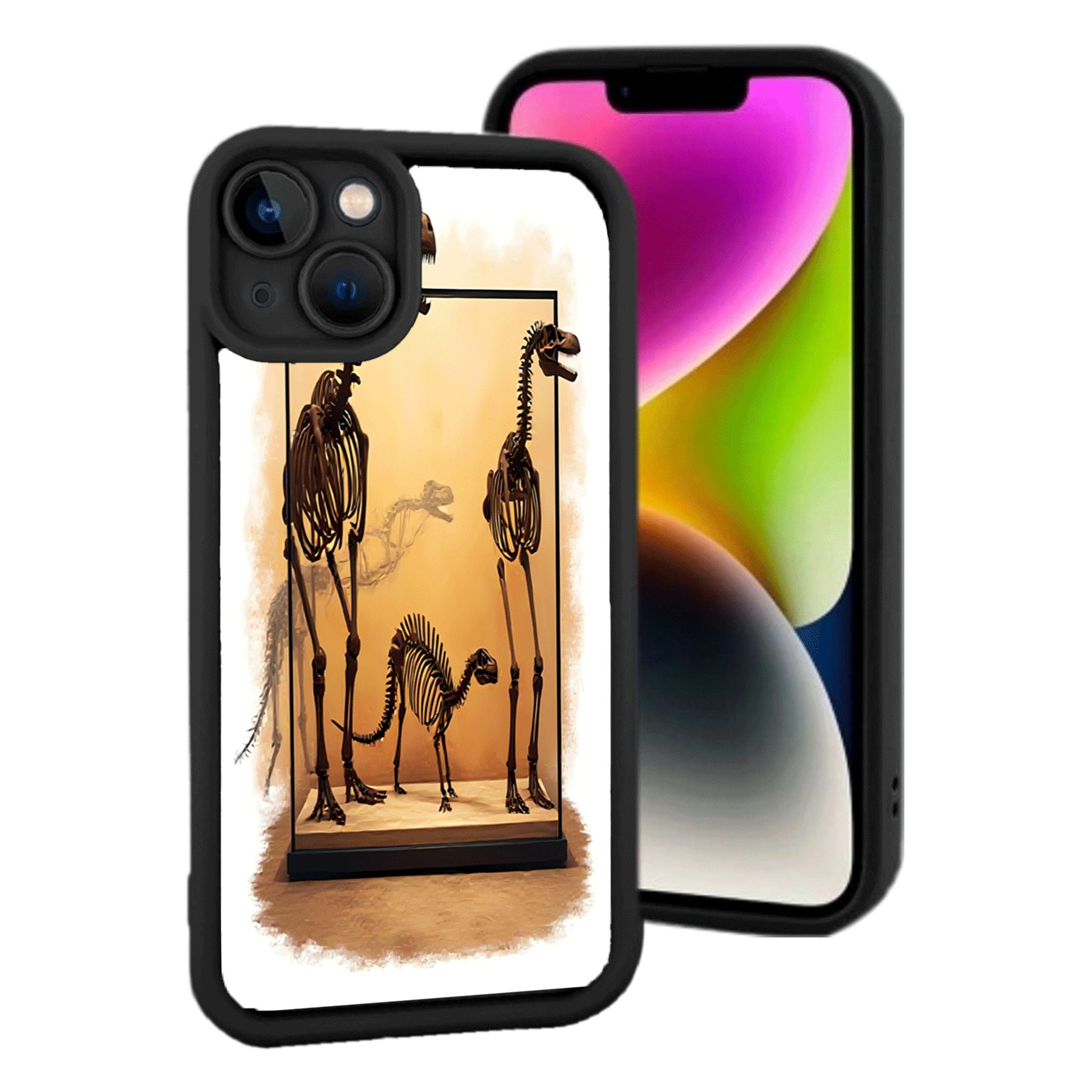 iPhone 15 Lightweight Case - Prehistoric Skeletons Design on Sandy ...