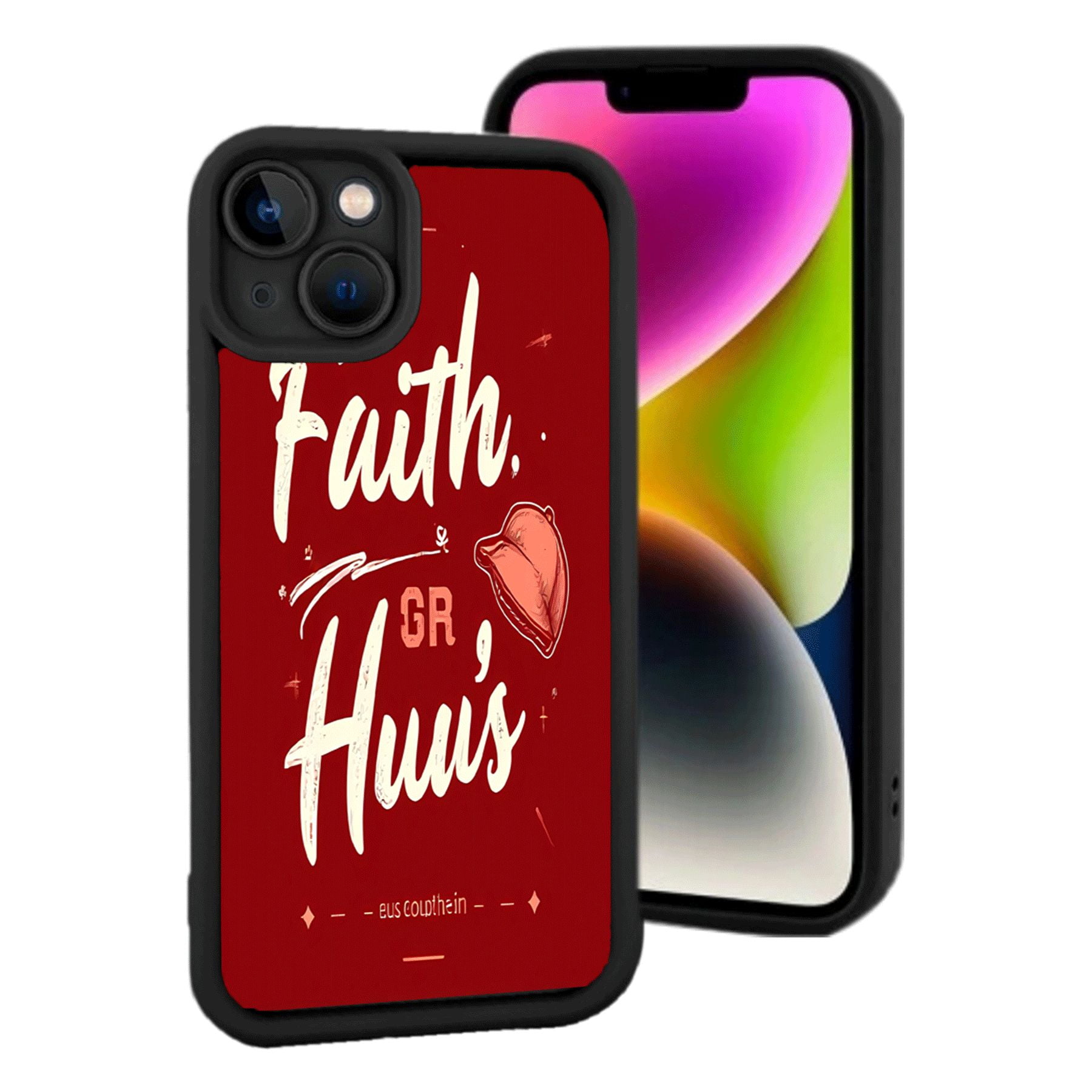 iPhone 15 Lightweight Case - Red Background Black Border ' Faith & Hua ...