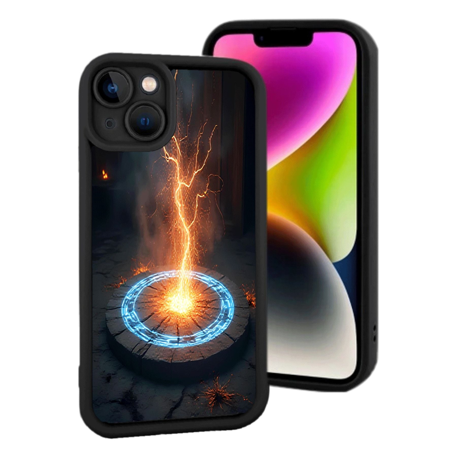 iPhone 15 Lightweight Case - Striking Black Design with Fiery Orange ...