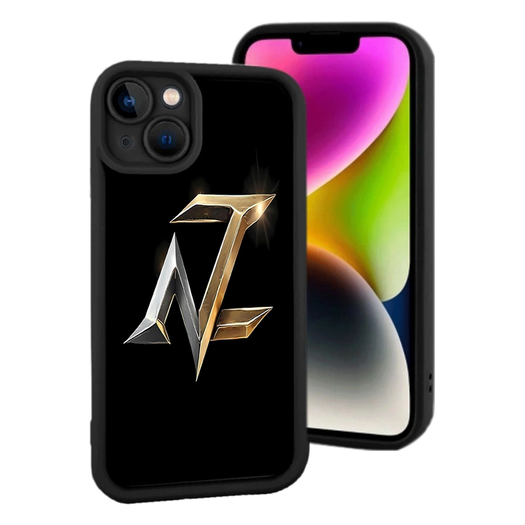 iPhone 15 Lightweight Case - Stylish Black with Intertwined Metallic N ...