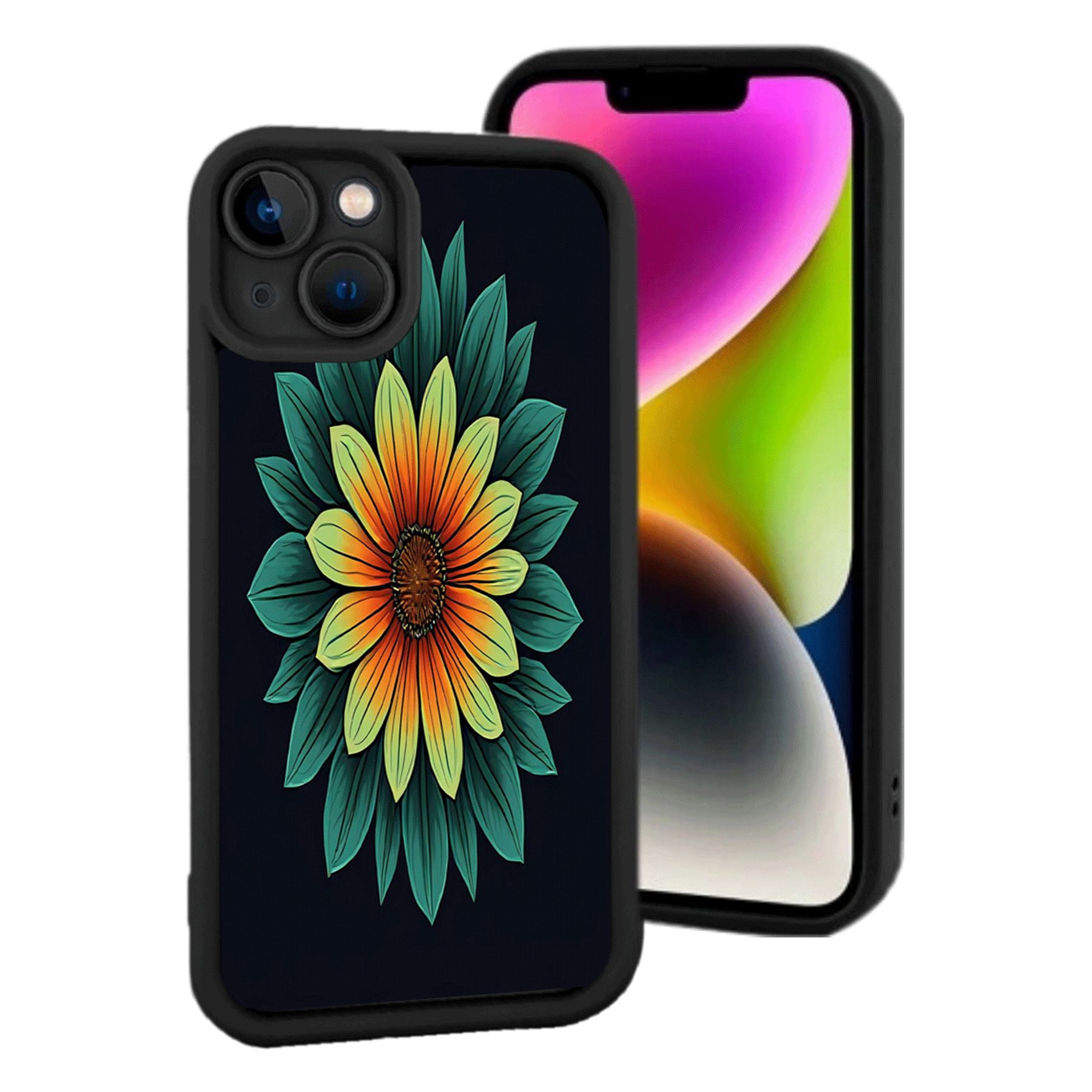 iPhone 15 Lightweight Case - Vibrant Floral Design with Orange - Yellow ...