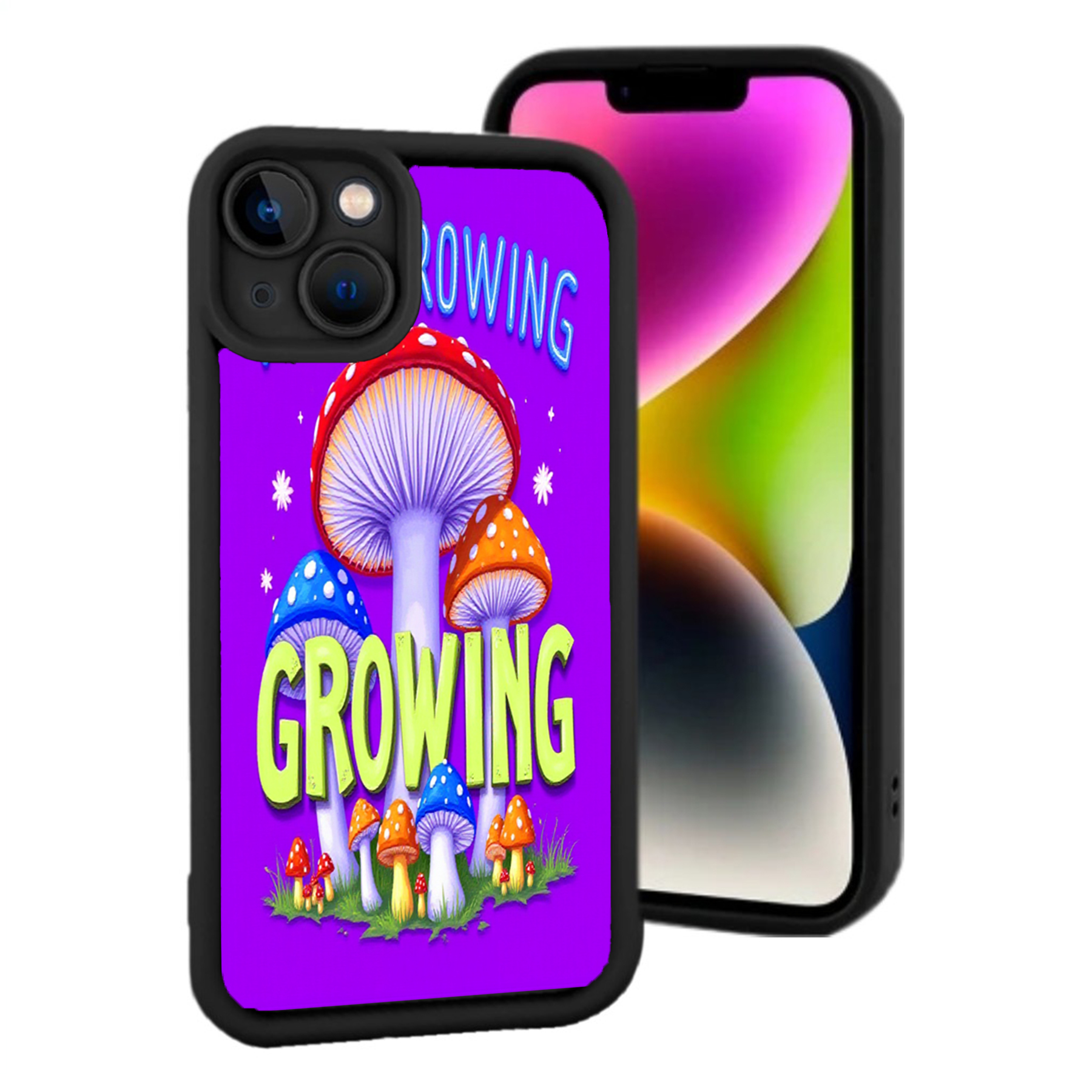 iPhone 15 Lightweight Case - Vibrant Purple Mushroom Design with Bold ...