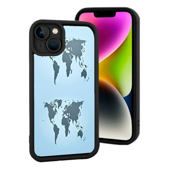 iPhone 15 Lightweight Case - Yellowing Resistant with Dual World Map ...