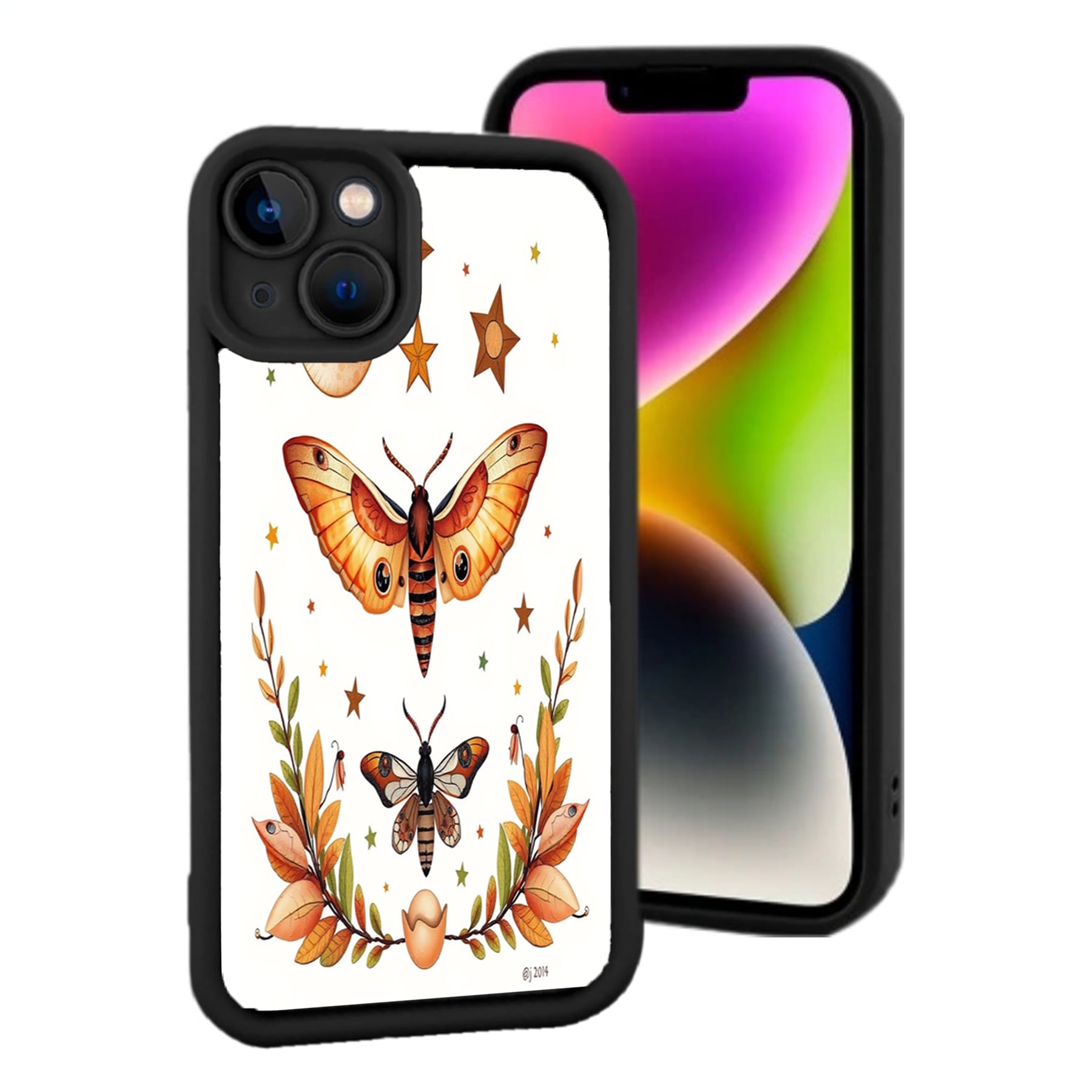 iPhone 15 Lightweight Phone Case - Decorative Moths & Stars Design ...