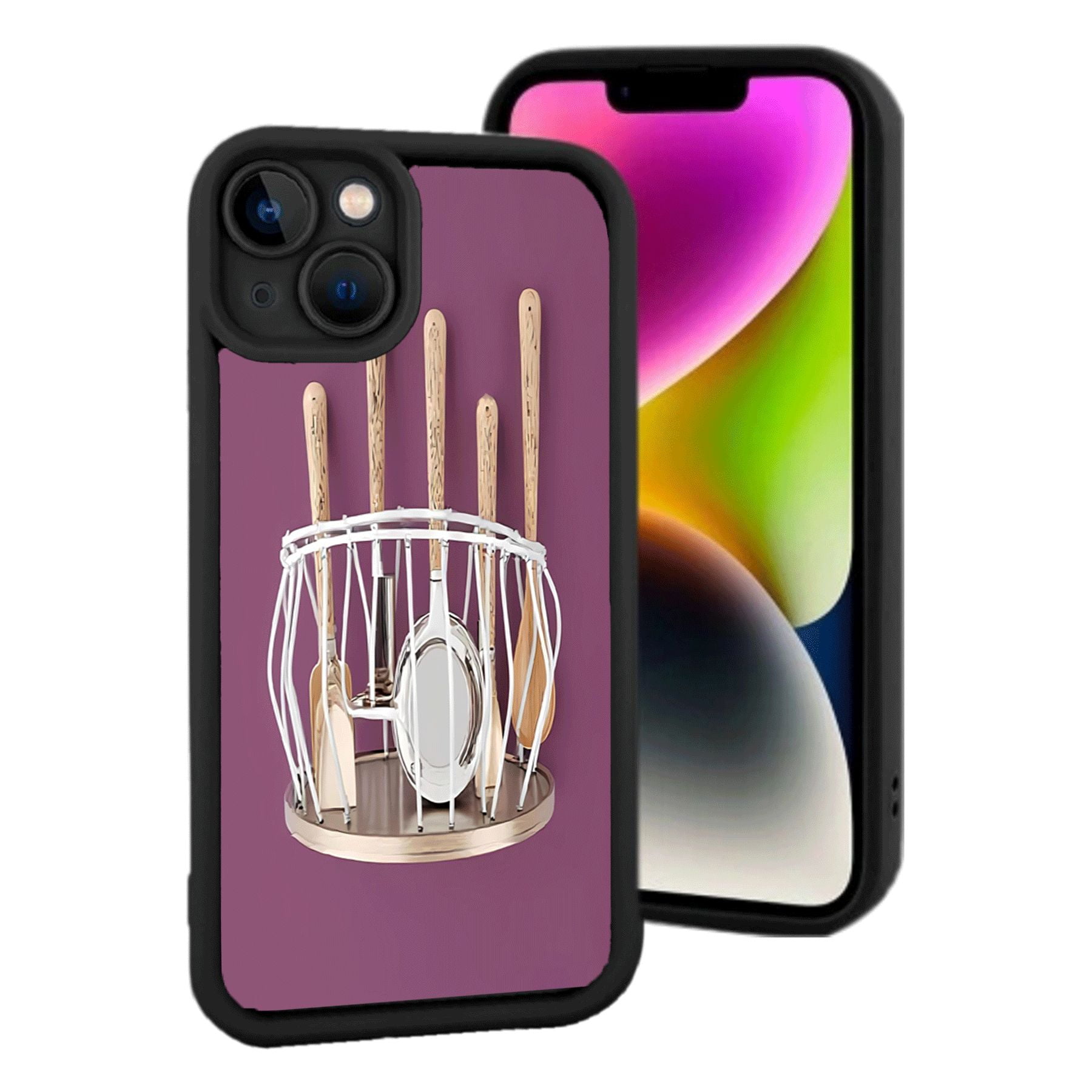 iPhone 15 Lightweight Phone Case - Purple Background with White Design ...