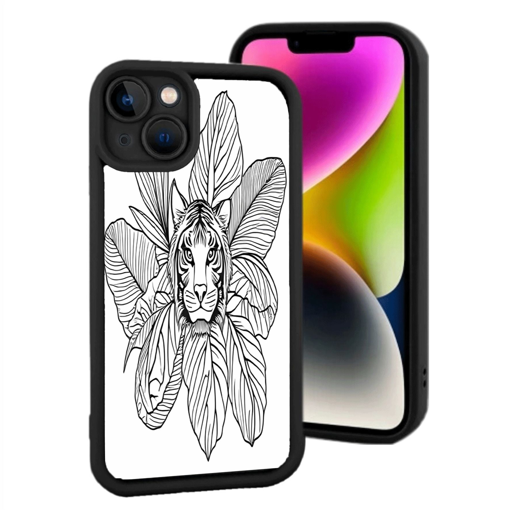 iPhone 15 Lightweight Phone Case - Stunning Black & White Tiger Design ...