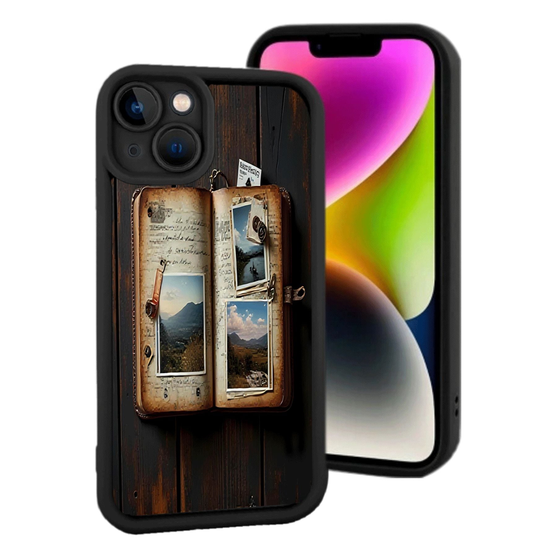 iPhone 15 Lightweight Phone Case - Travel Adventure Design with Wooden ...