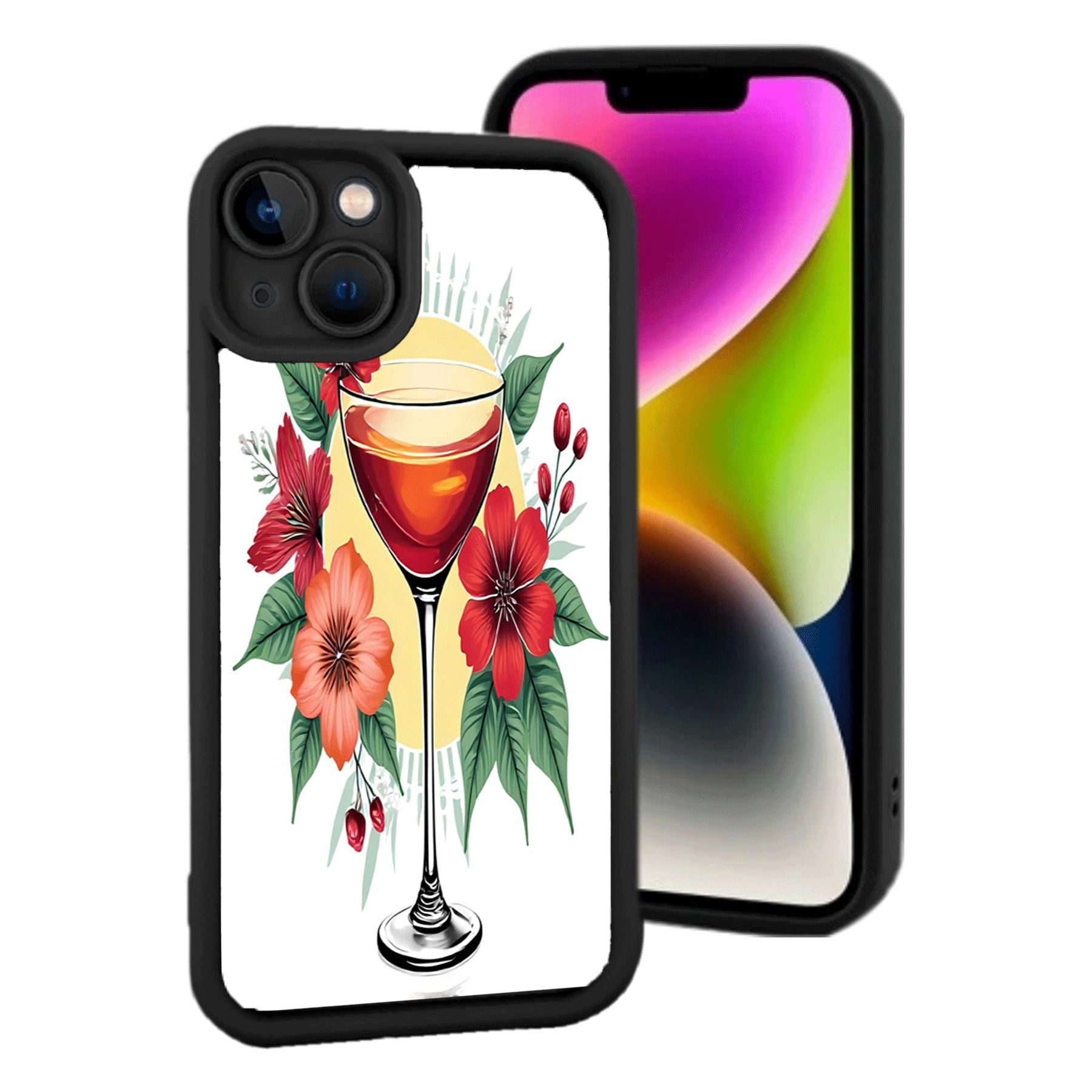 iPhone 15 Lightweight Phone Case - Vibrant Red Floral Design with Glass ...