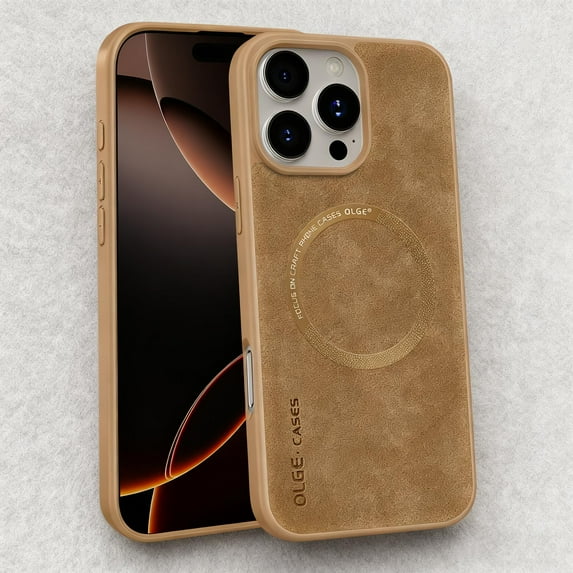 for iPhone 15 Magnetic Case, PU Leather Hybrid PC + TPU Phone Cover ...