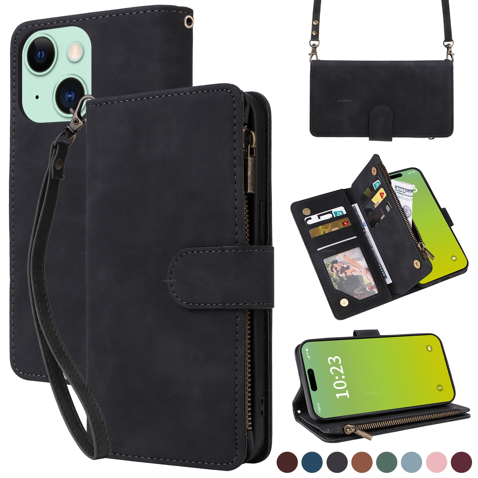 for iPhone 15 Multifunctional Case Wallet with Card Slots, Premium Soft ...