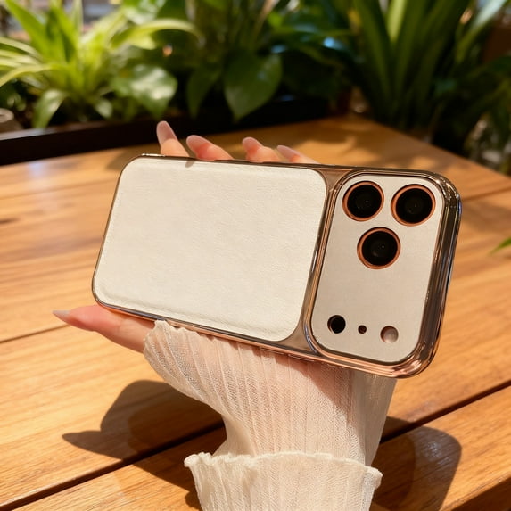 For iPhone 15 Phone Case,Anti-Scratch PU Leather Back Hybrid ...