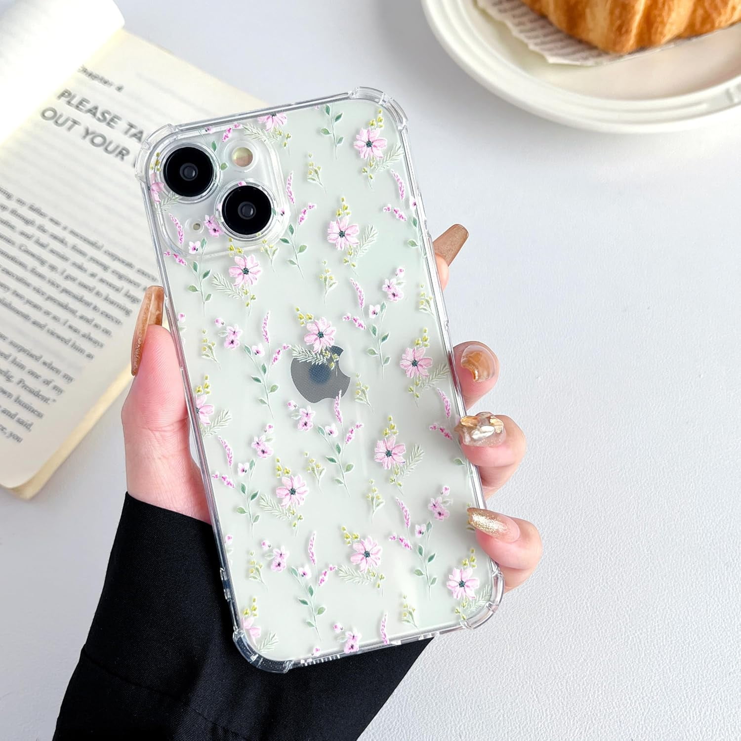 for iPhone 15 Phone Case Clear, Cute Flower Pattern for Women Girls ...