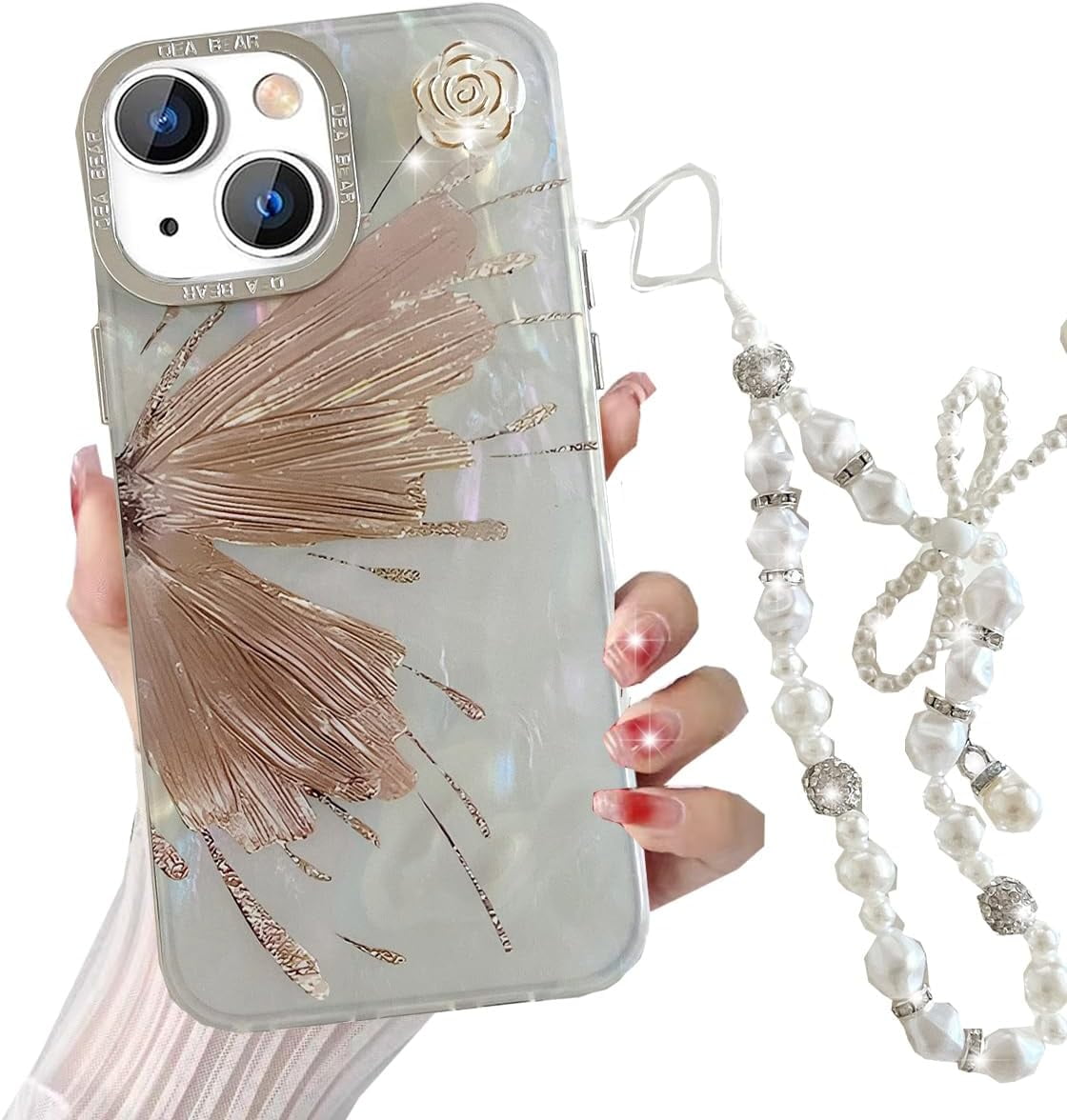 for iPhone 15 Plus Butterfly Case, Cute 3D Flower Glitter Bling ...