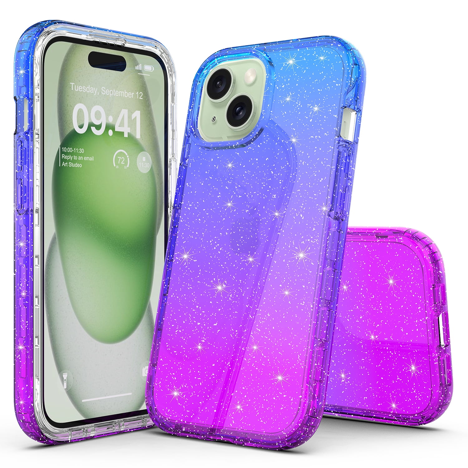 iPhone 15 Plus Case, Rosebono Hybrid Glitter Sparkle Transparent ...