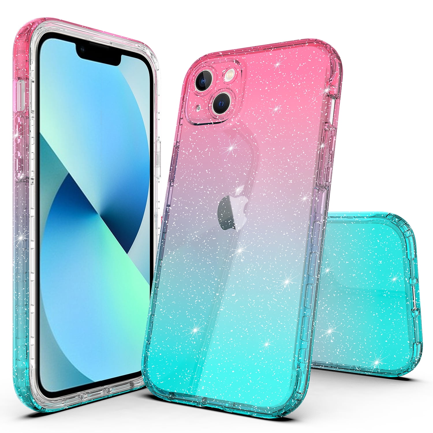 iPhone 15 Plus Case, Rosebono Hybrid Glitter Sparkle Transparent ...