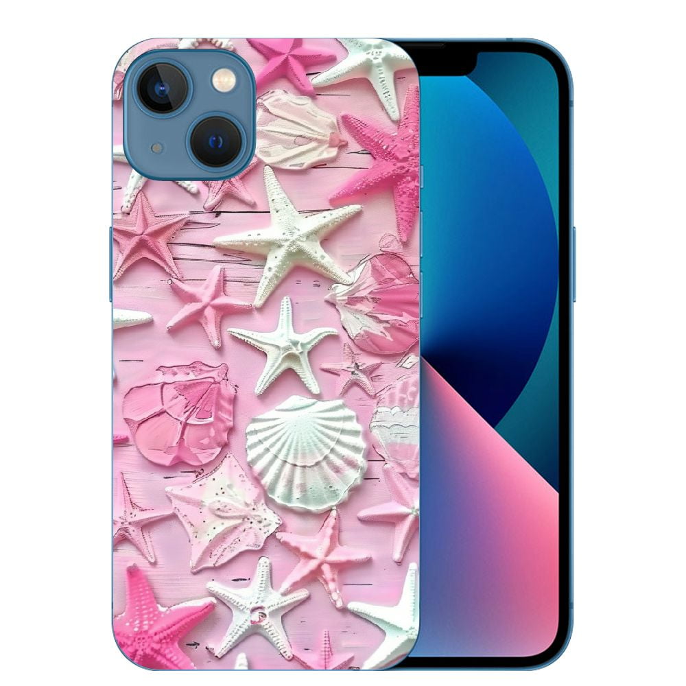 iPhone 15 Preppy Coastal Seashells, Starfish, Shells in Summer Pink ...