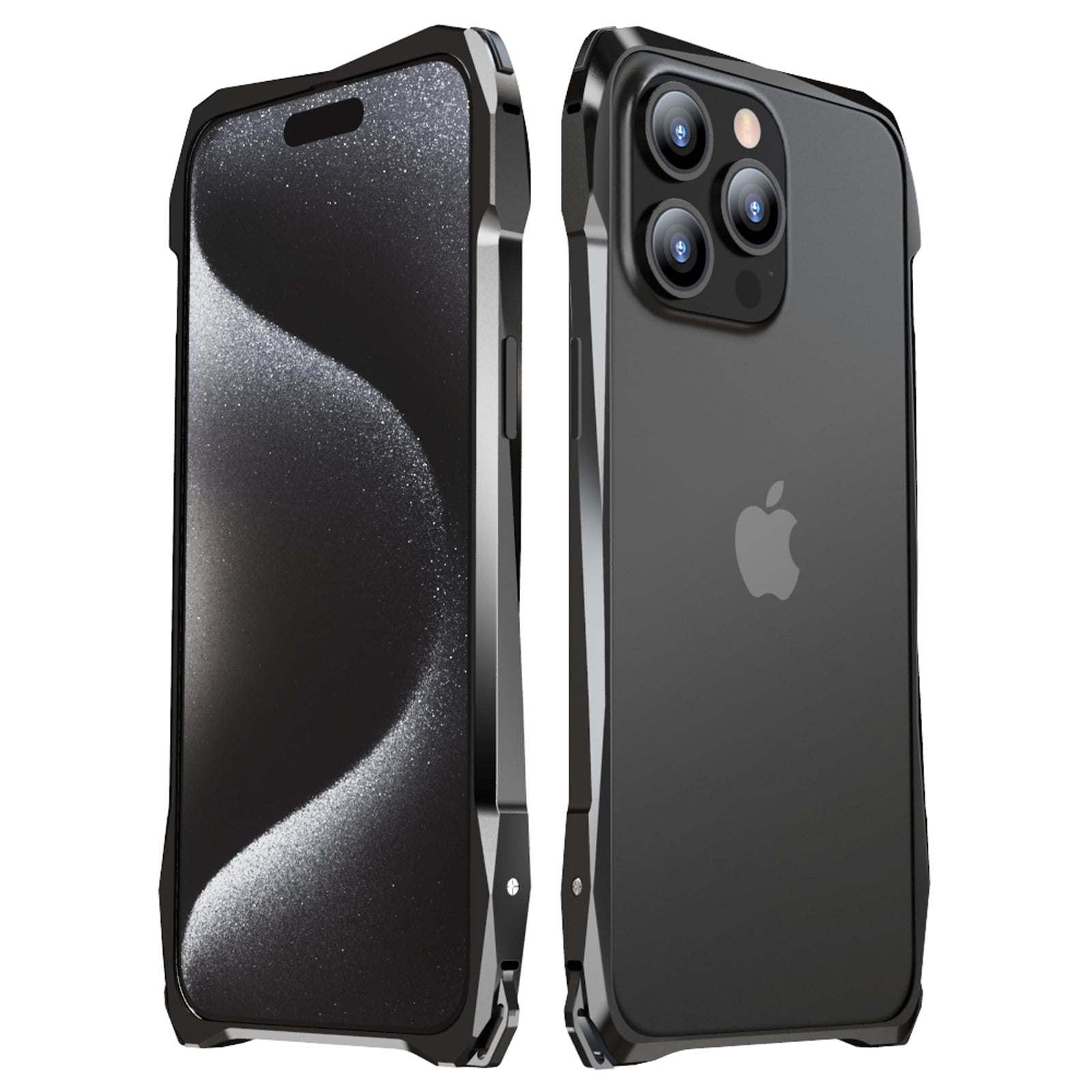 for iPhone 15 Pro Aluminum Bumpers Metal Frame + Carbon Fiber Back ...