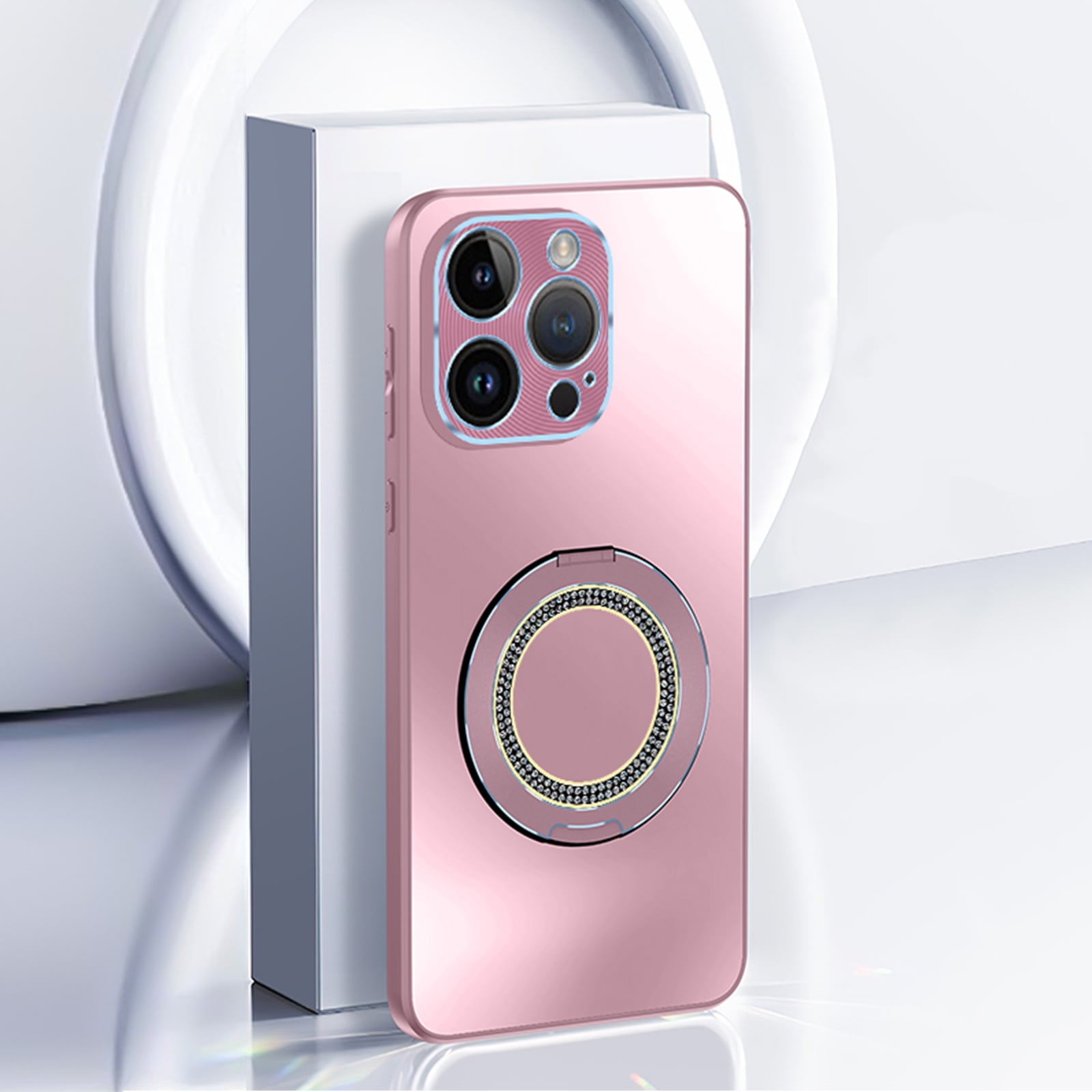 iPhone 15 Pro Case Cover with Glitter Grip Ring, Dual Color Stylish ...