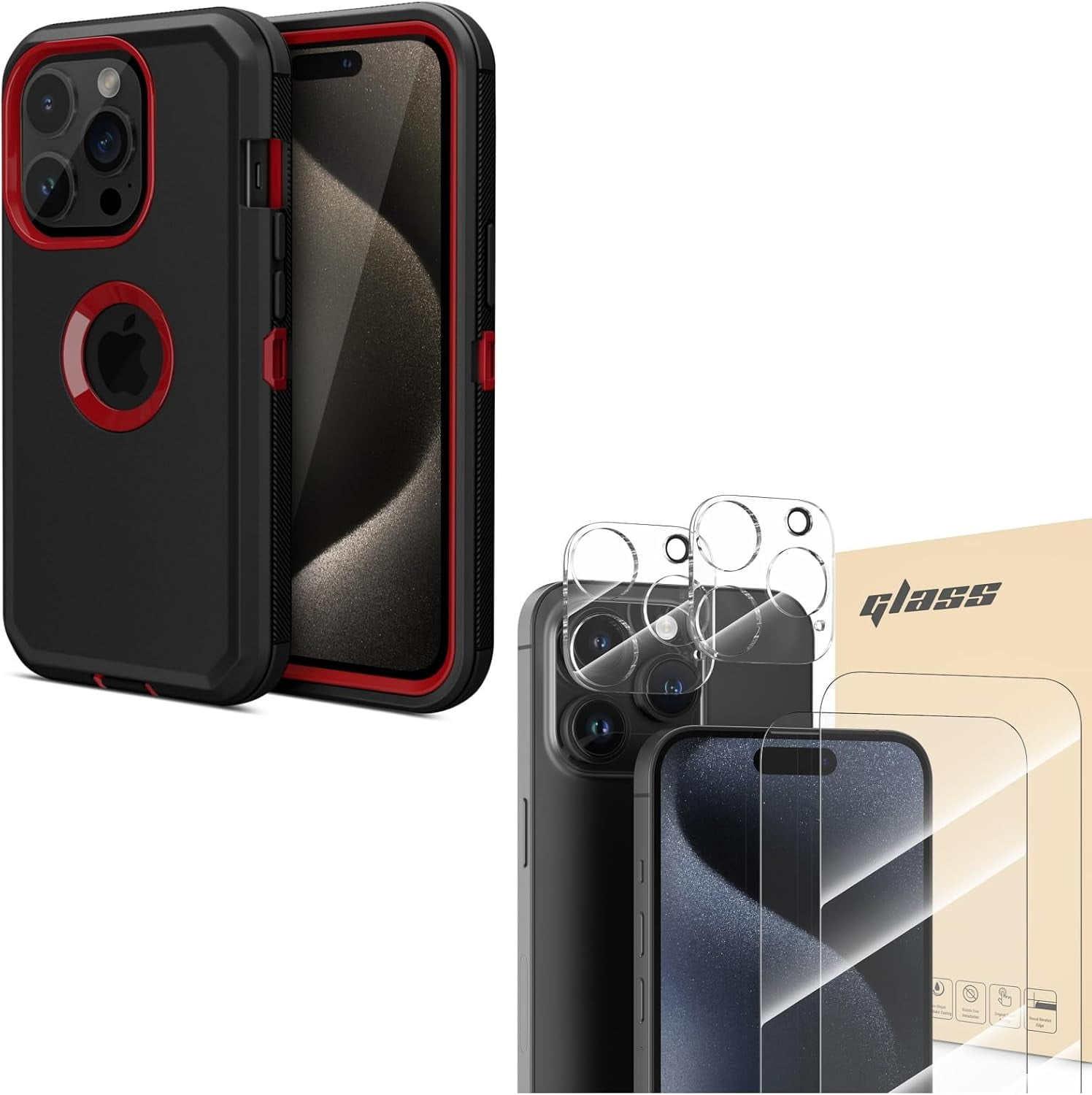 for iPhone 15 Pro Case, Heavy Duty Drop Protecction Case with 2 Screen ...